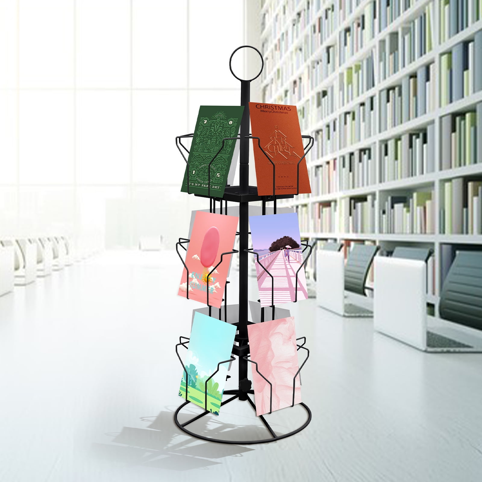 Miumaeov 3-Tier Rotating Greeting Card Rack, 12-Pocket Rotating Holder ...