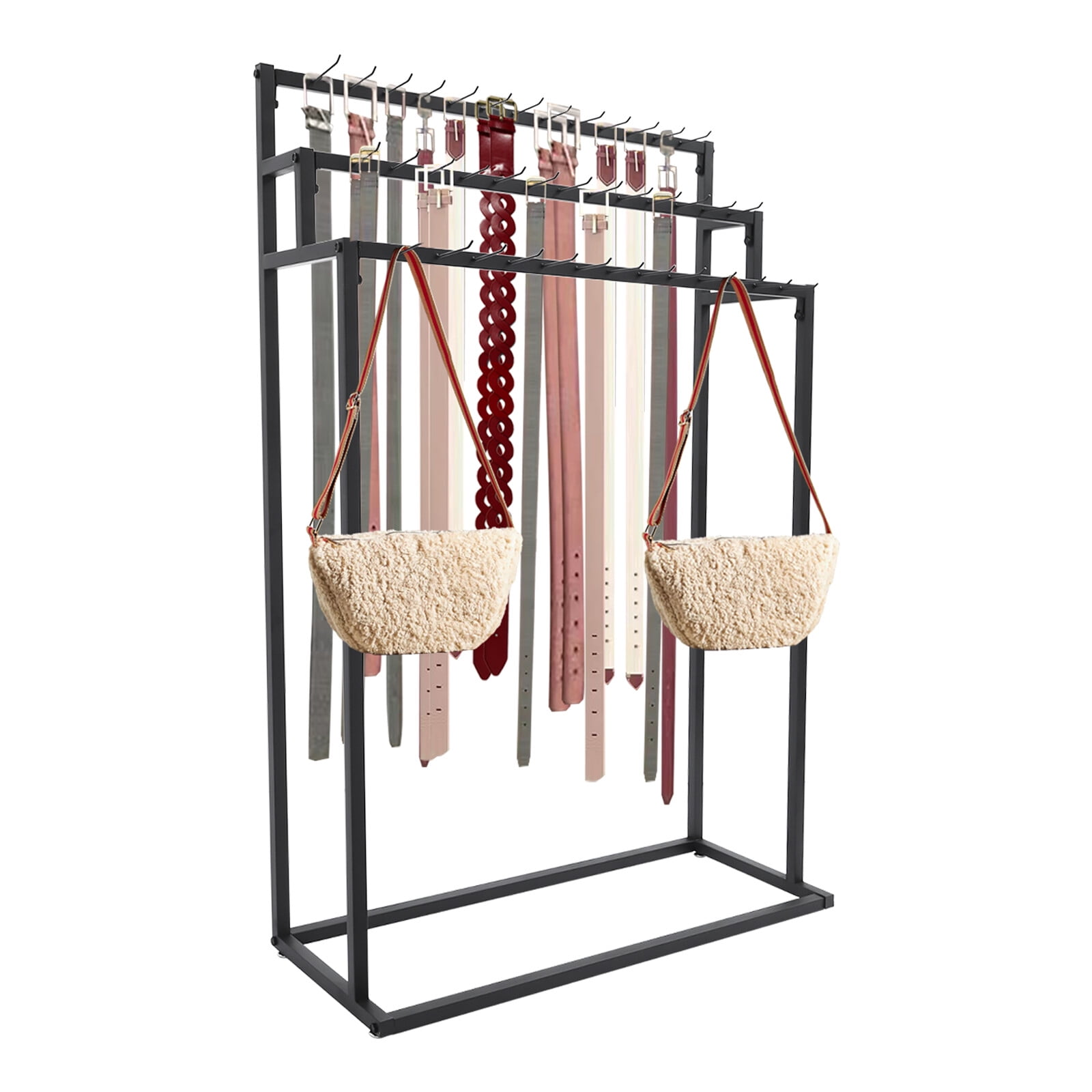 Miumaeov 3 Tiers Tie/Belt Hanger Freestanding Steel Belt Organizer ...