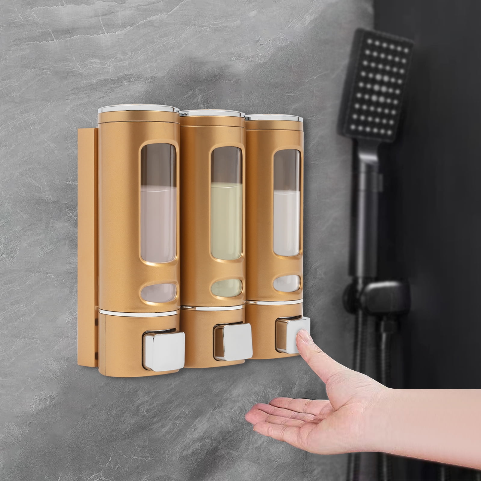 Miumaeov 3-in-1 Shower Soap Dispenser Wall Mounted 3 Chamber Soap ...