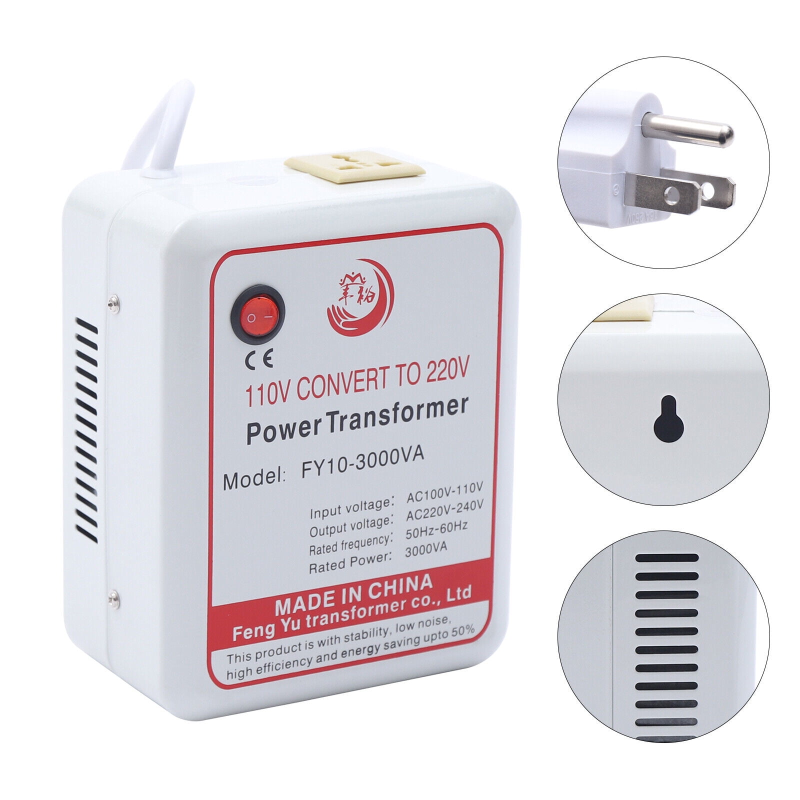 Miumaeov 3000W 110V-120V to 220V-240V Transformer Step UP Only Voltage Converter Adapter ...