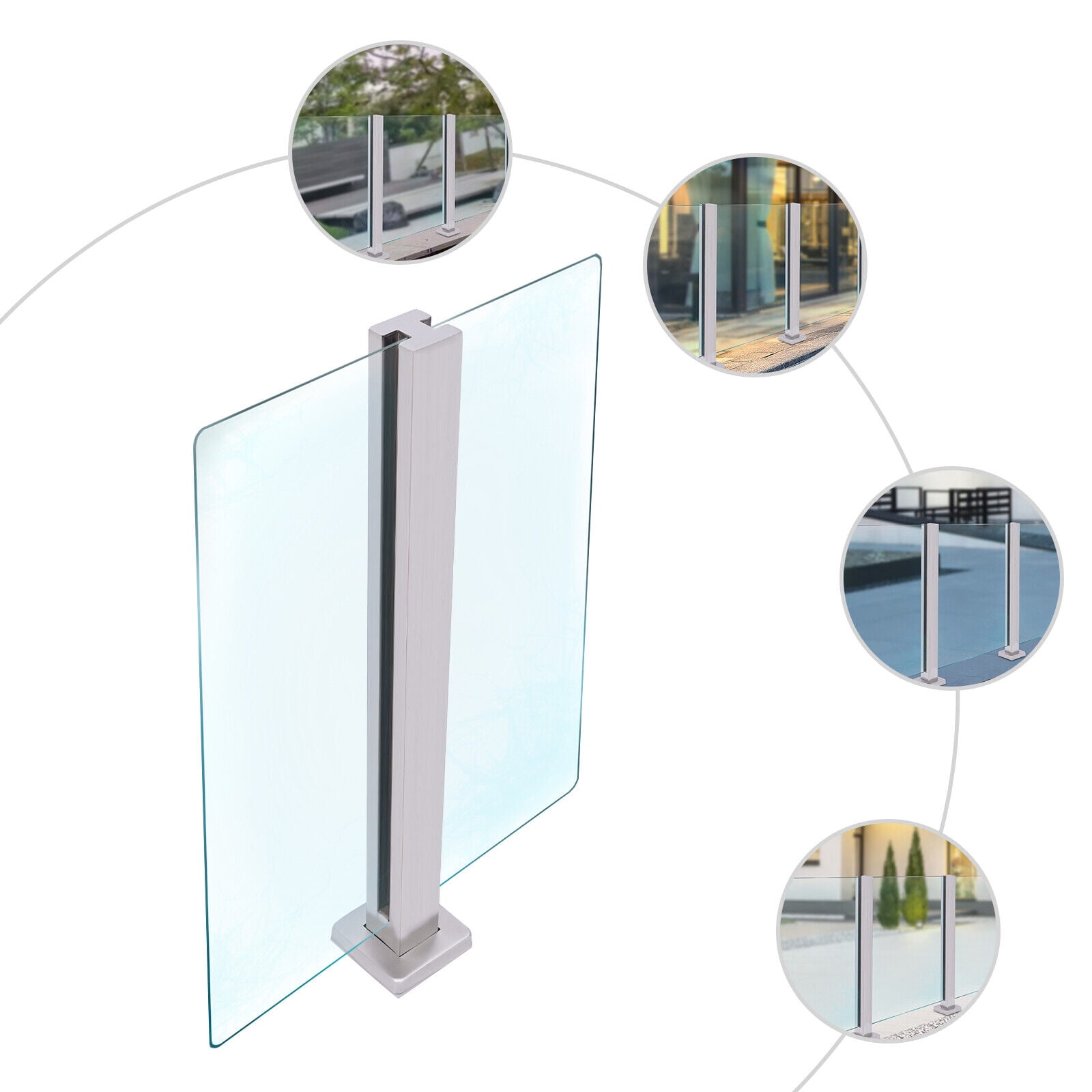 Miumaeov 304 Stainless Steel Glass Railing Post Fence Support System ...