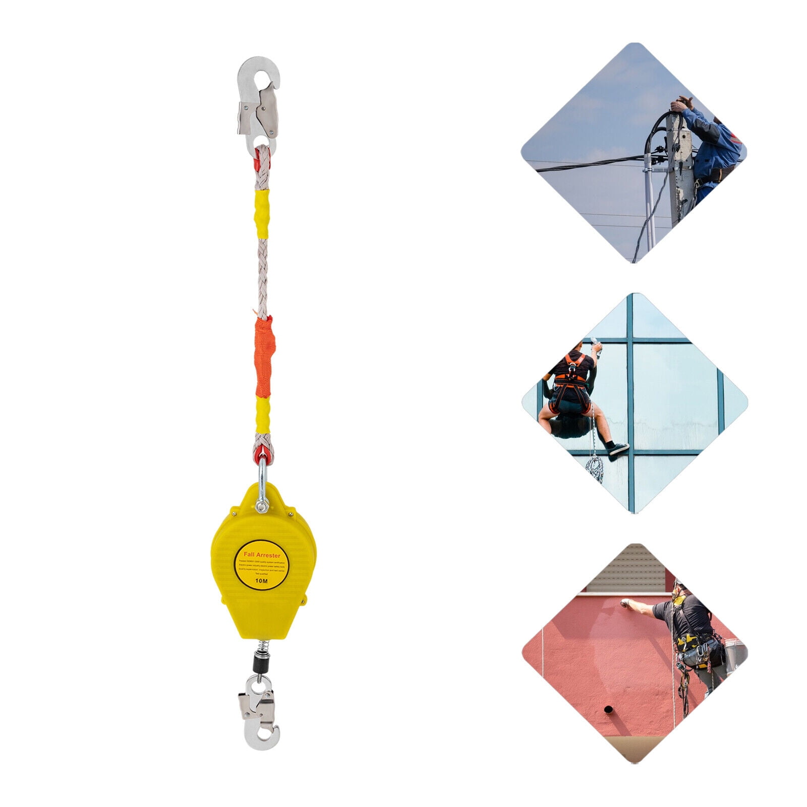 Miumaeov 32 Feet Safety Fall Arrester Fall Protection Self-retracting Lifeline Lanyard with ...