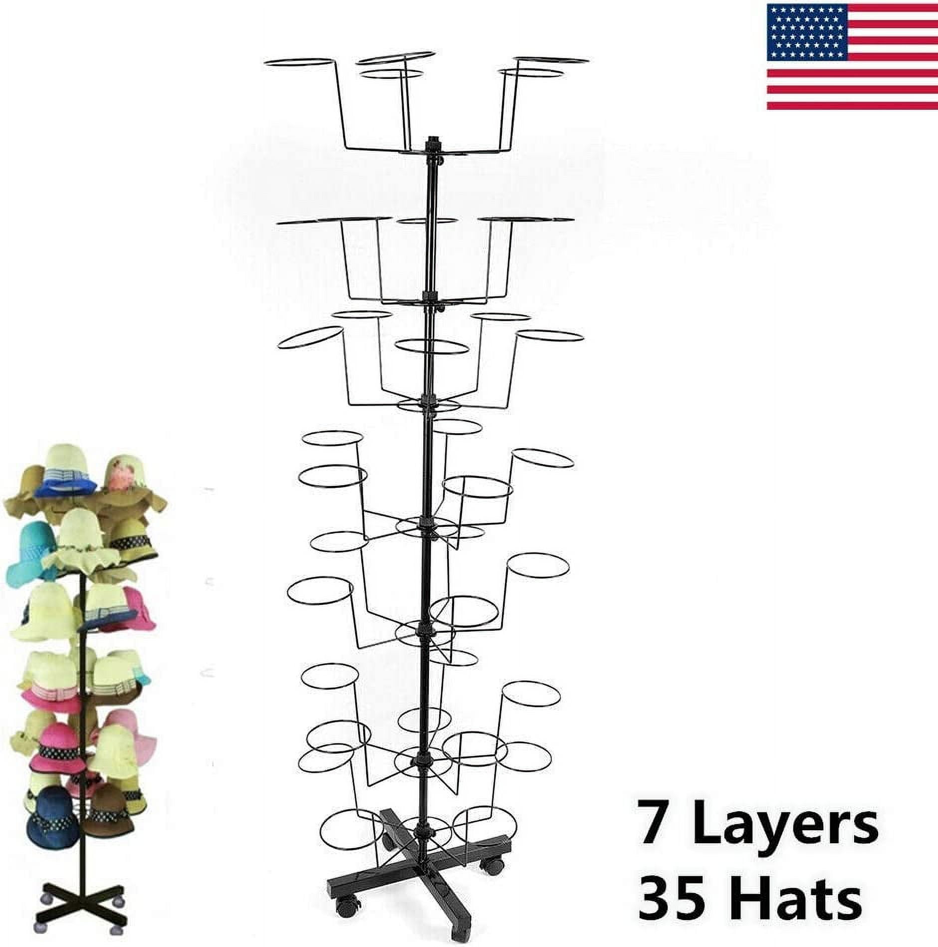 Miumaeov 35 Hats 7 Tier Hat Racks Adjustable Rotating Hat Display Stand ...