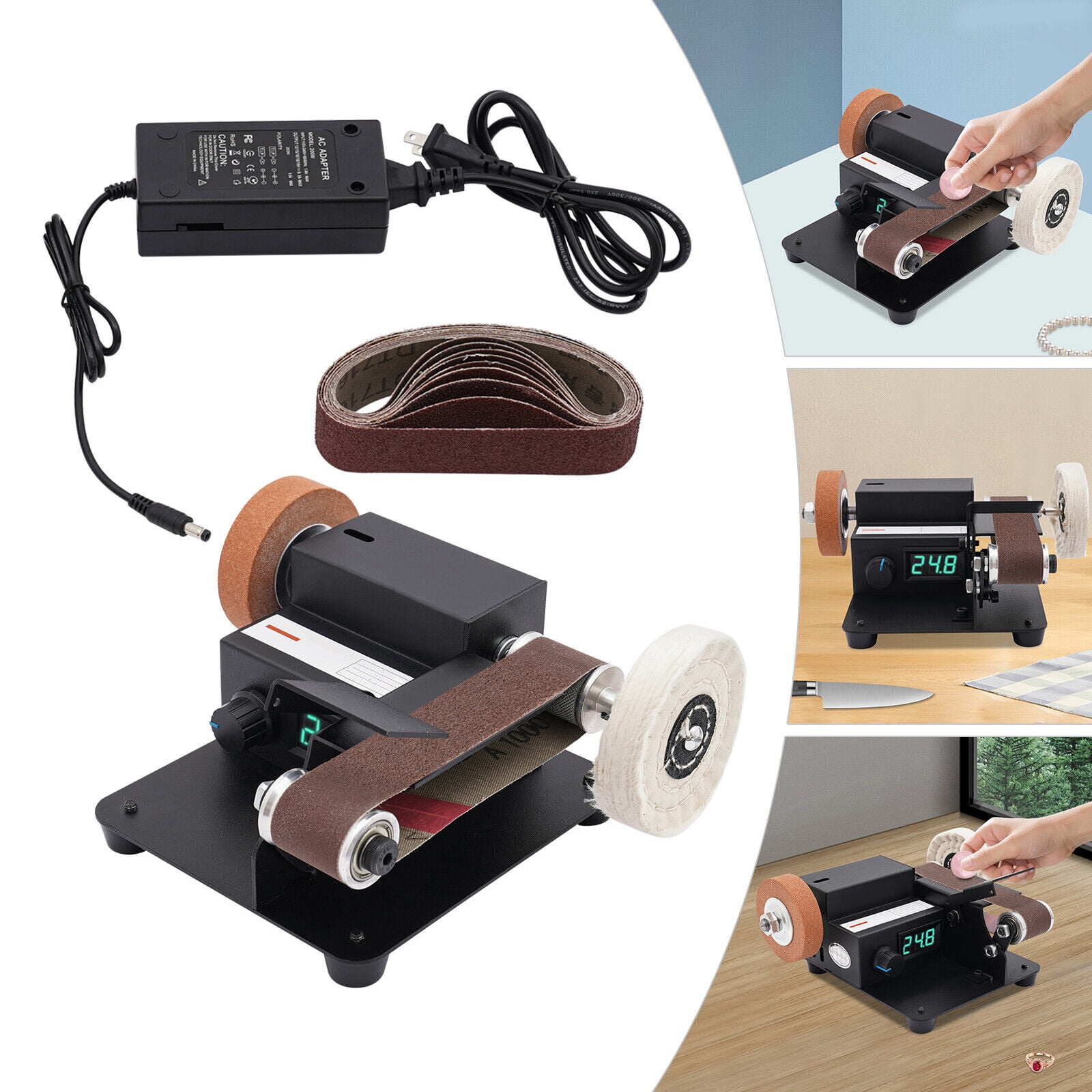 Miumaeov 350W Mini Belt Sander Grinder Tool Infinitely Adjustable Speed ...