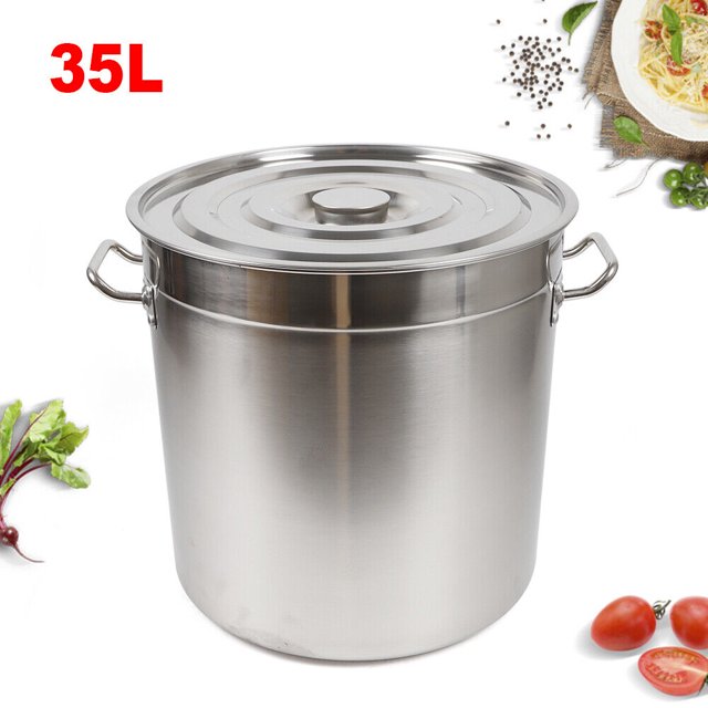 Miumaeov 35L Large Stock Pot Commercial Stainless Steel Cookware ...