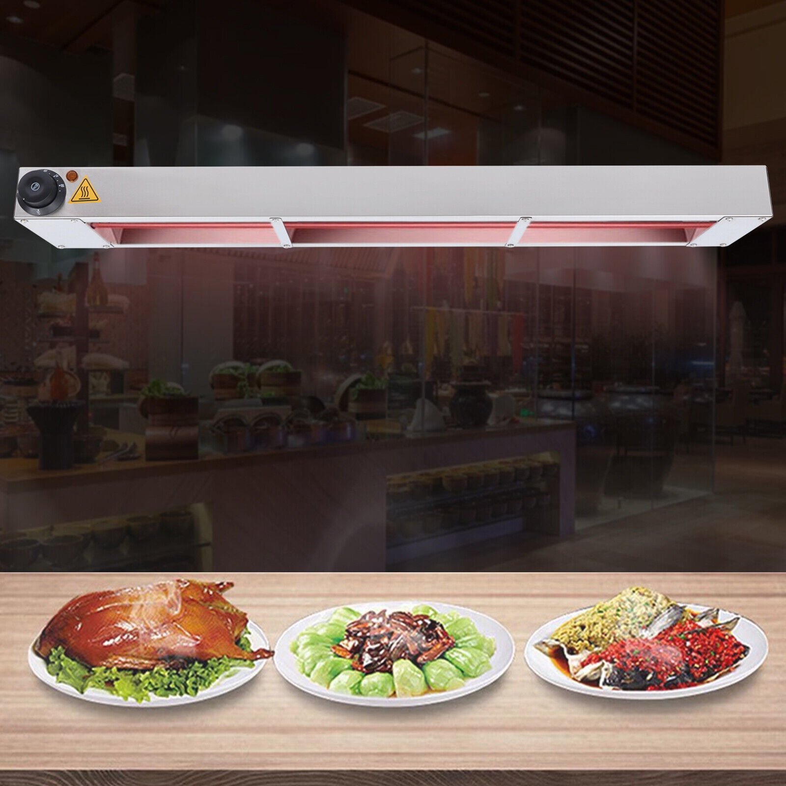Miumaeov 36'' Infrared Heat Lamp Overhead Food Warmer 600W 110V ...