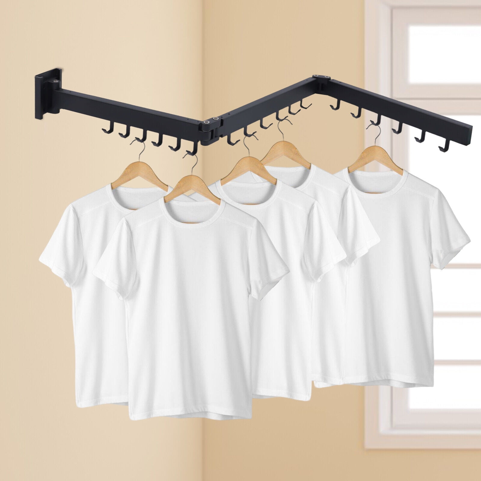 Miumaeov 360° Rotating Clothes Hanger Foldable Wall Mounted Shelf ...