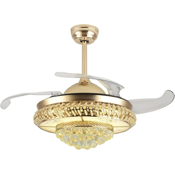 Miumaeov 36in Crystal LED Ceiling Fan, 110V, Remote Control, 3 Color, 3 ...