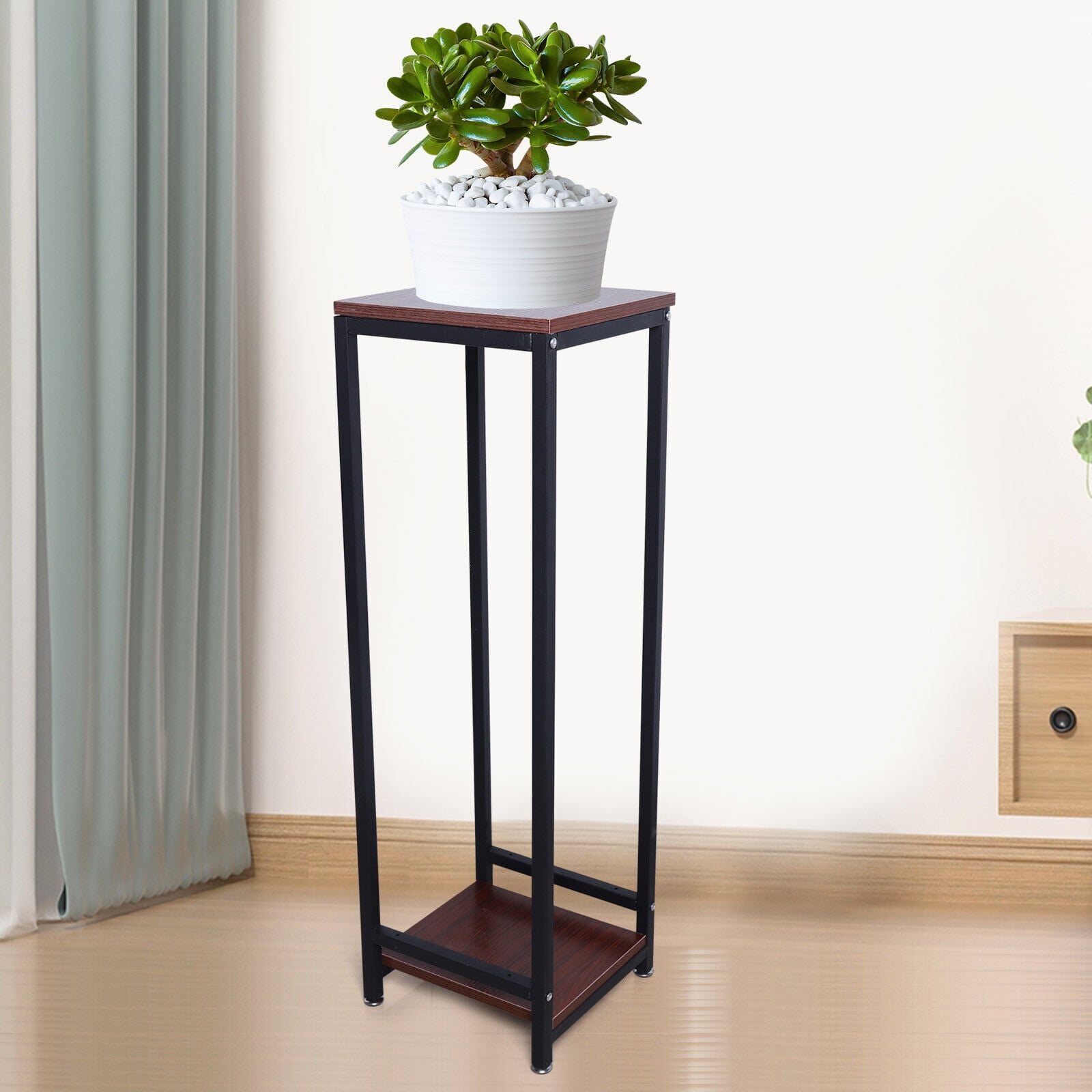 Miumaeov 37.4 inch Tall Pedestal Metal Plant Stand Indoor Outdoor Yard ...