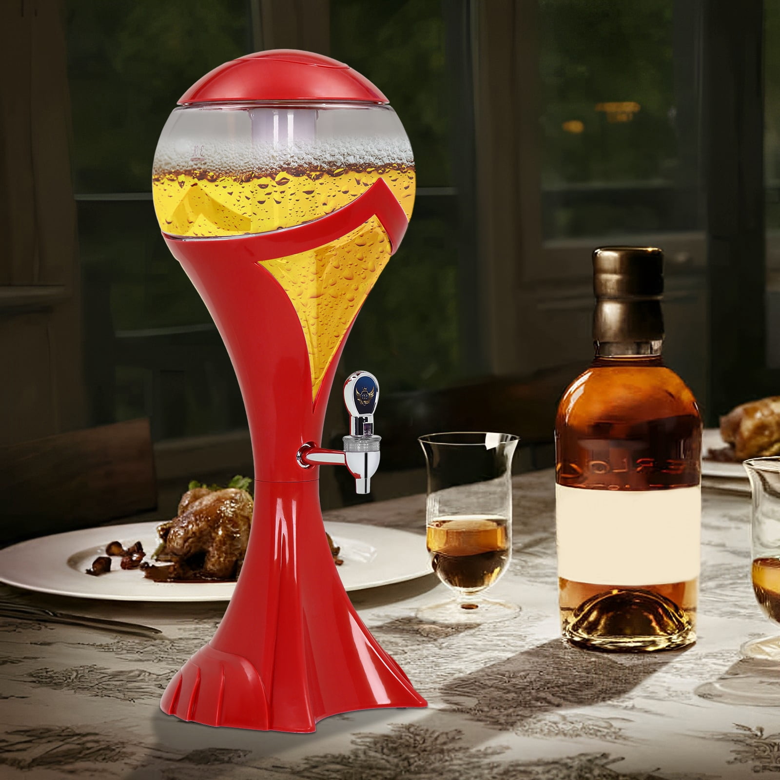 Miumaeov 3L Wine Dispenser Beverage Dispenser with Spigot Ice Tubes and ...