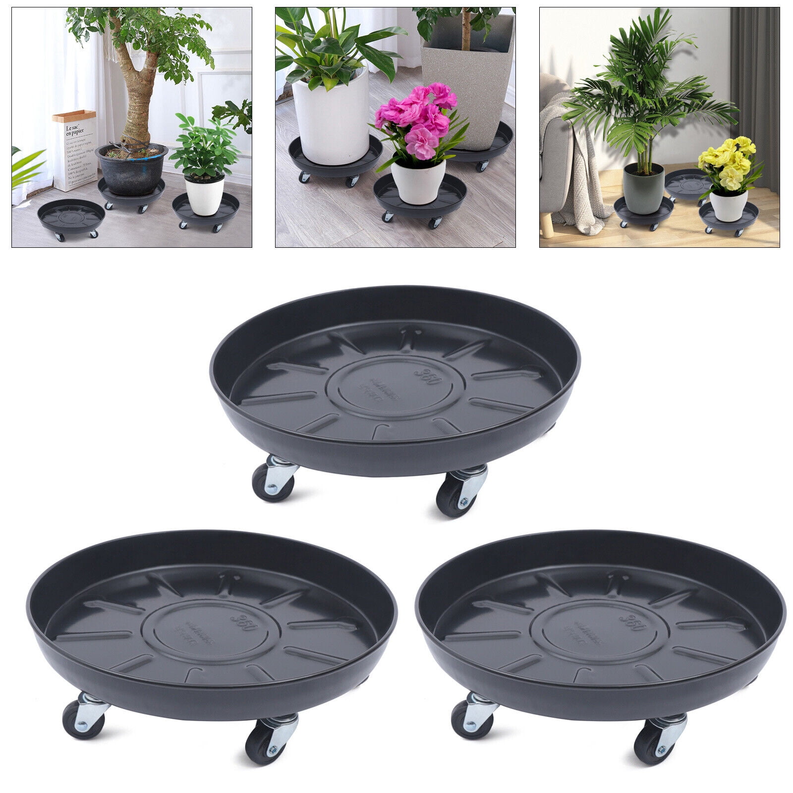 Miumaeov 3Pcs Flower Pot Tray Heavy Duty Plant Dolly Planter Mover ...