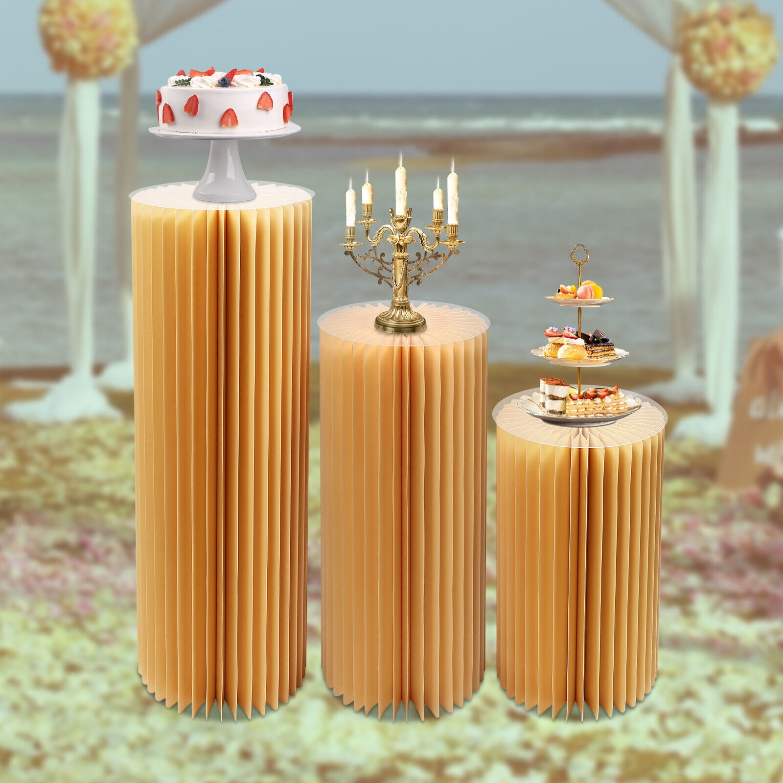 Miumaeov 3pcs Foldable Paper Column Display Stands Cylinder Pedestal ...