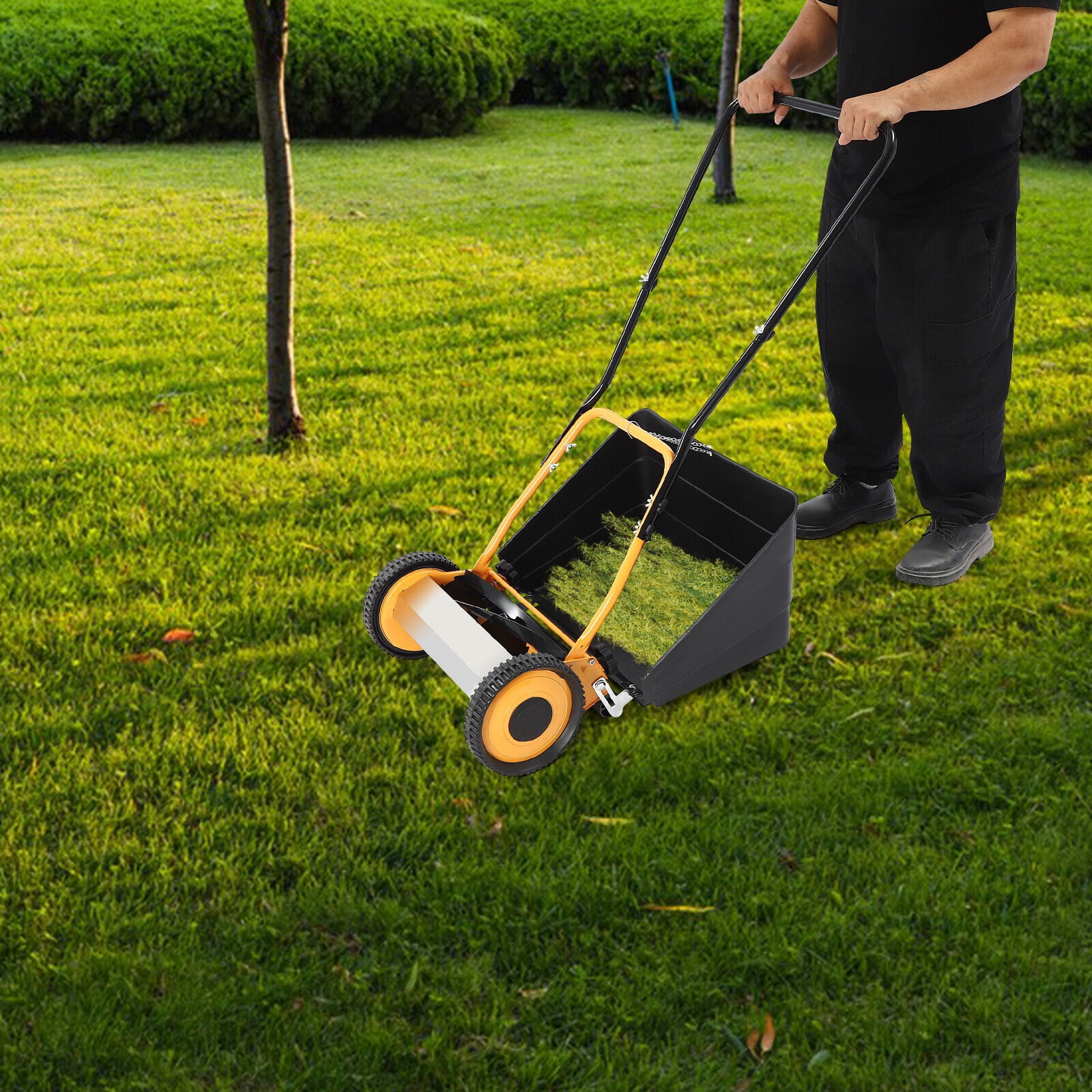 Miumaeov 4 Blade Hand Push Lawn Mower 14“ Cutting Width Adjustable ...