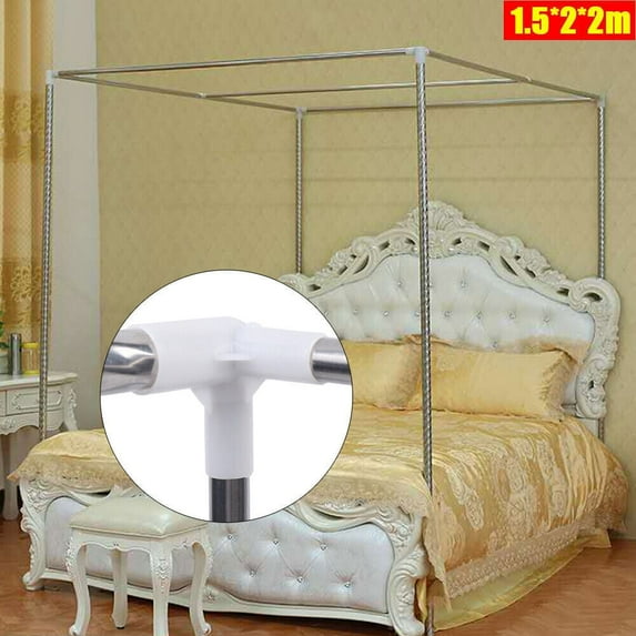 Miumaeov 4 Corner Bed Canopy Post Frame Mosquito Netting Bracket Post Stainless Steel, Metal Bed ...