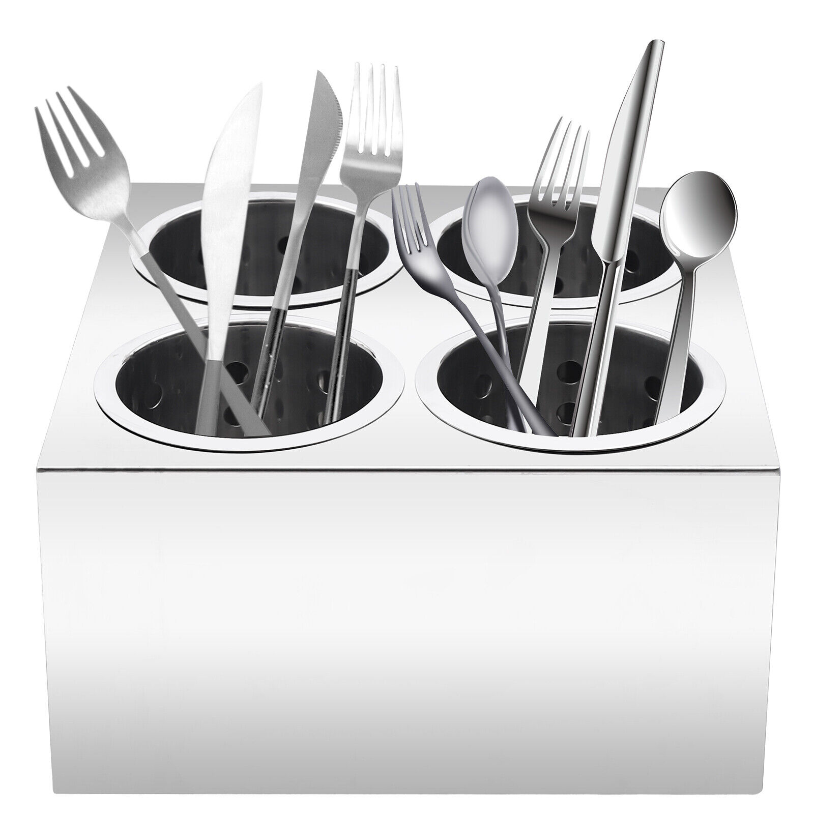 Miumaeov 4 Hole Stainless Steel Flatware Container Kitchen Cylinder ...