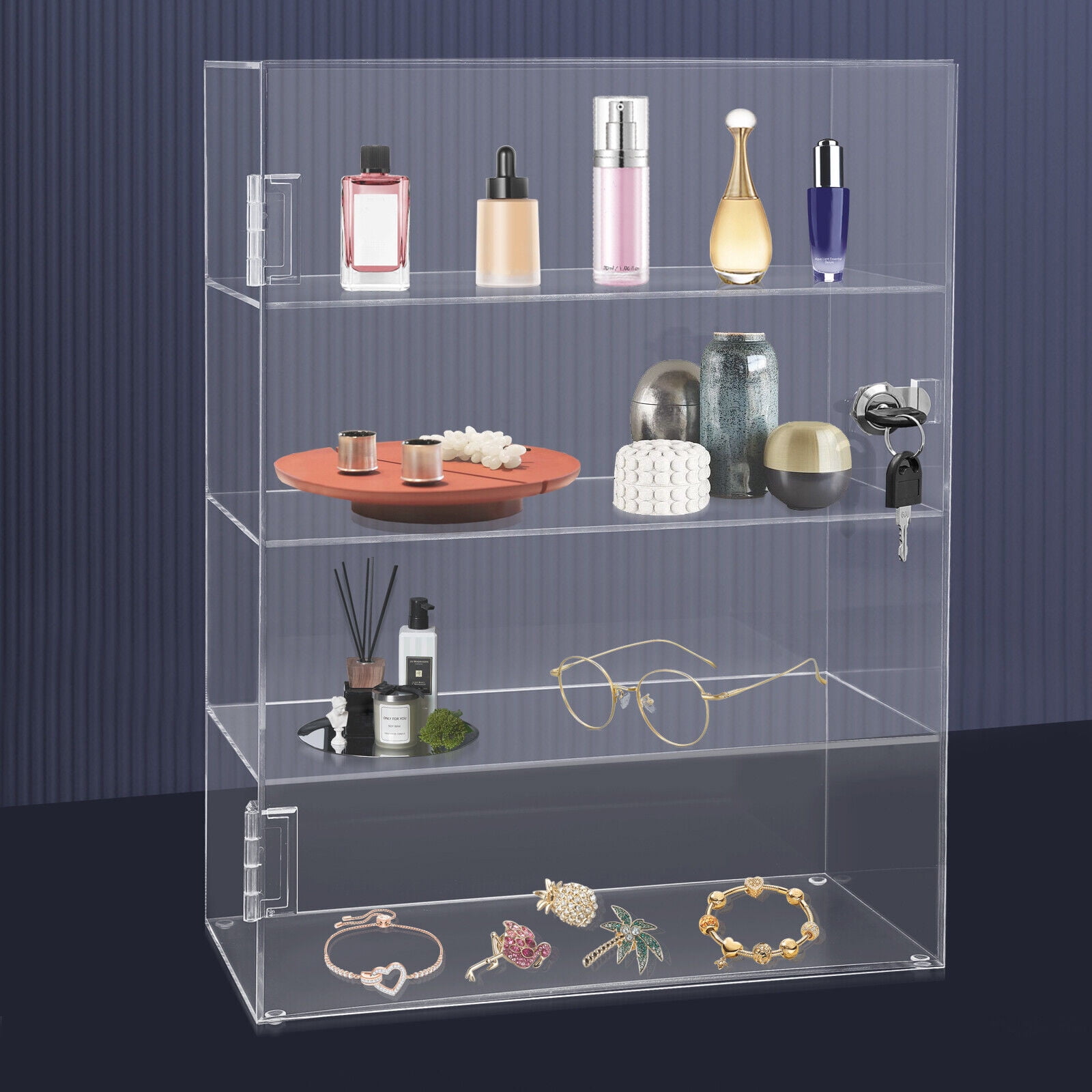 Miumaeov 4-Layer Acrylic Counter Top Display Case Storage Box Clear ...