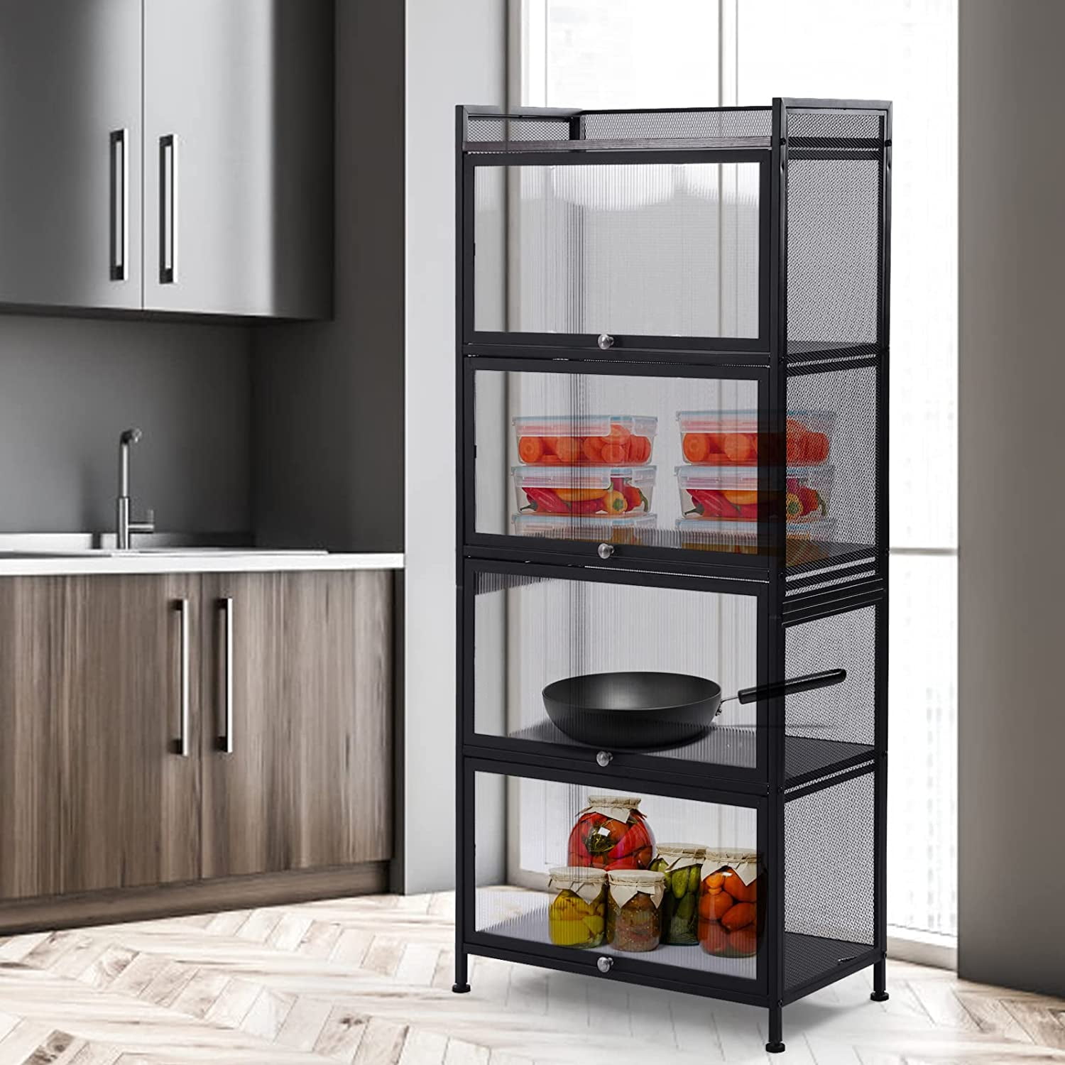 Miumaeov 4 Layers Kitchen Cabinet Storage, 56" Storage Cabinet with ...