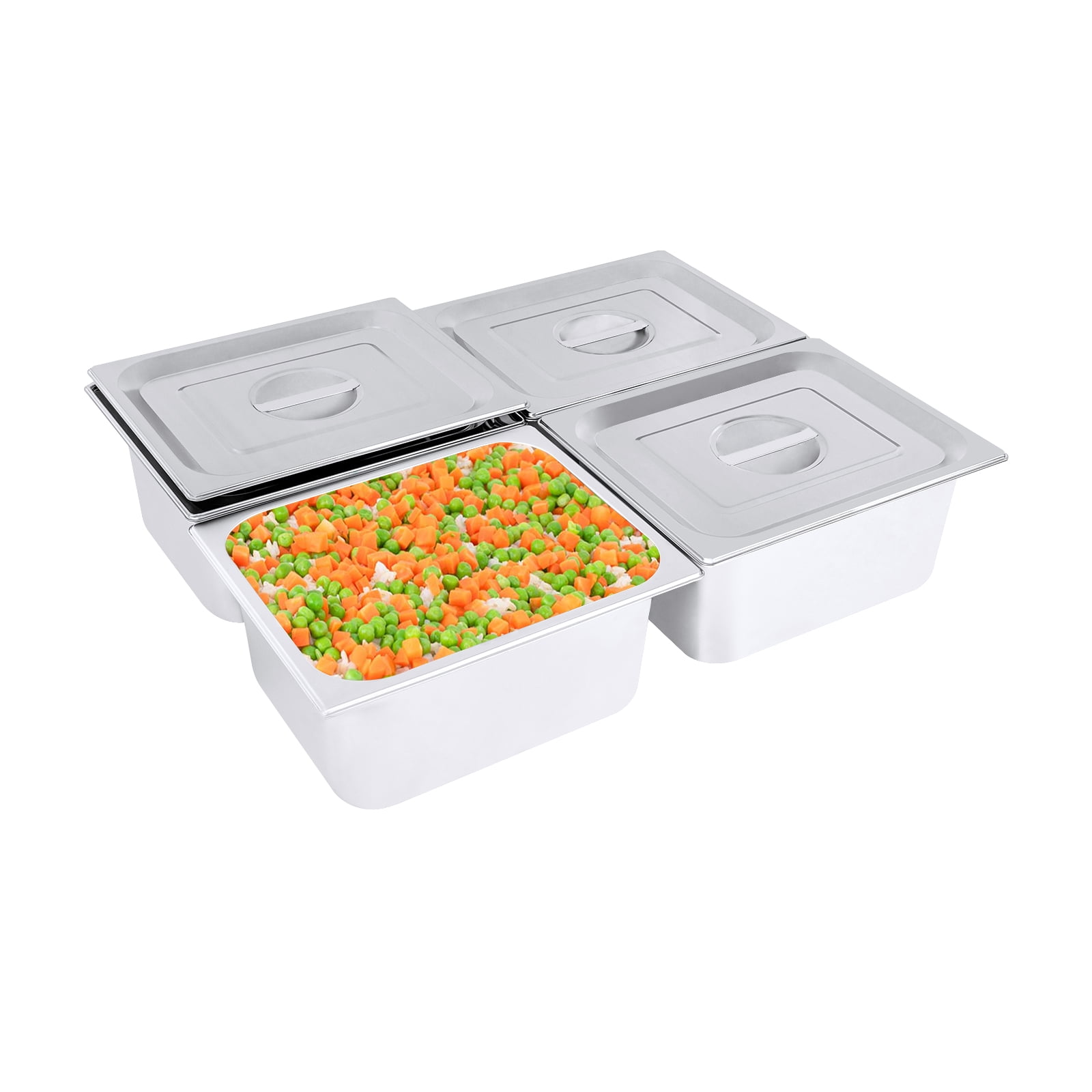 Miumaeov 4 Pack 1/2 Size Hotel Pans with Lids 6 Inch Deep Full Size ...