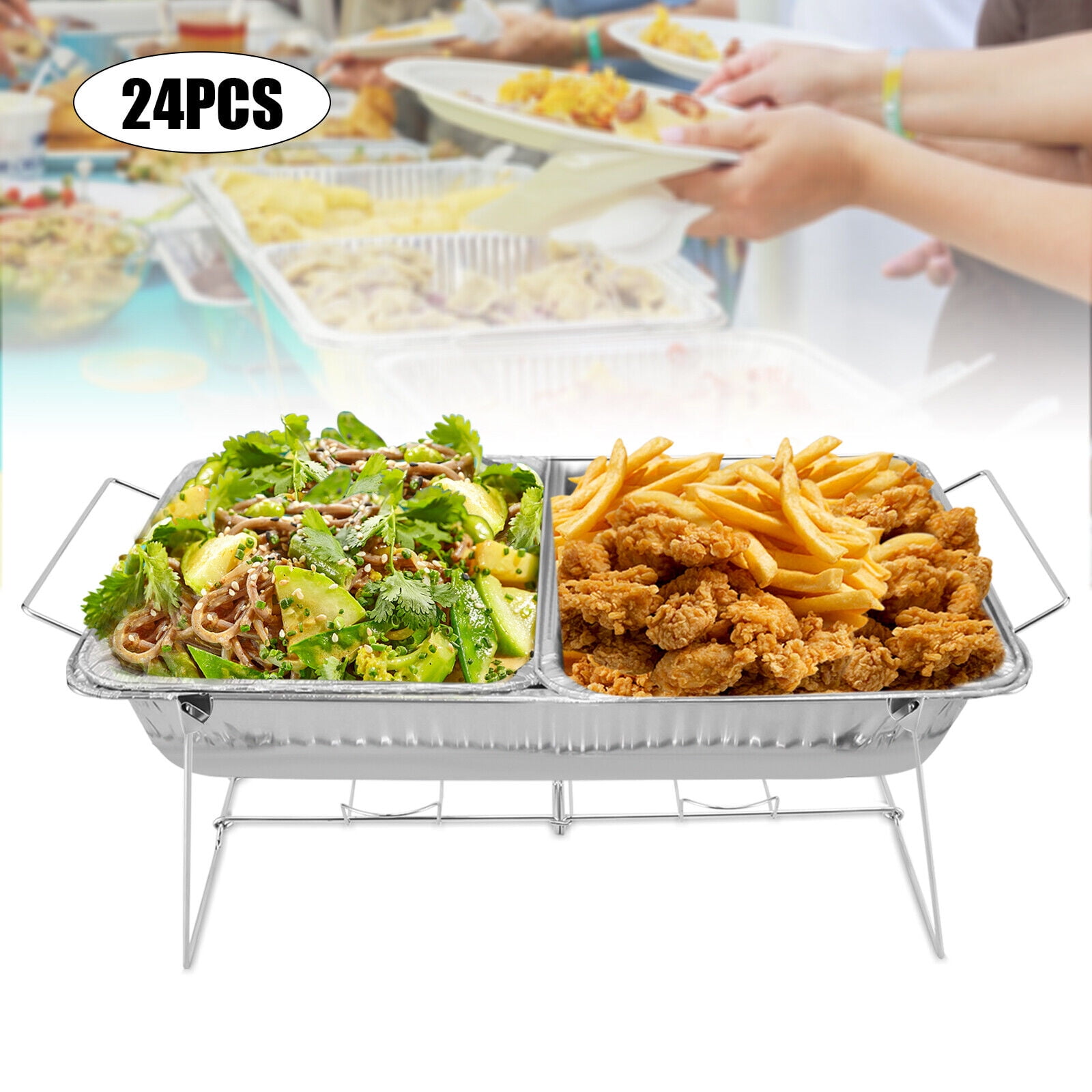 Miumaeov 4 Pack Chafing Dish Buffet Set Chafing Wire Racks Buffet Stand ...