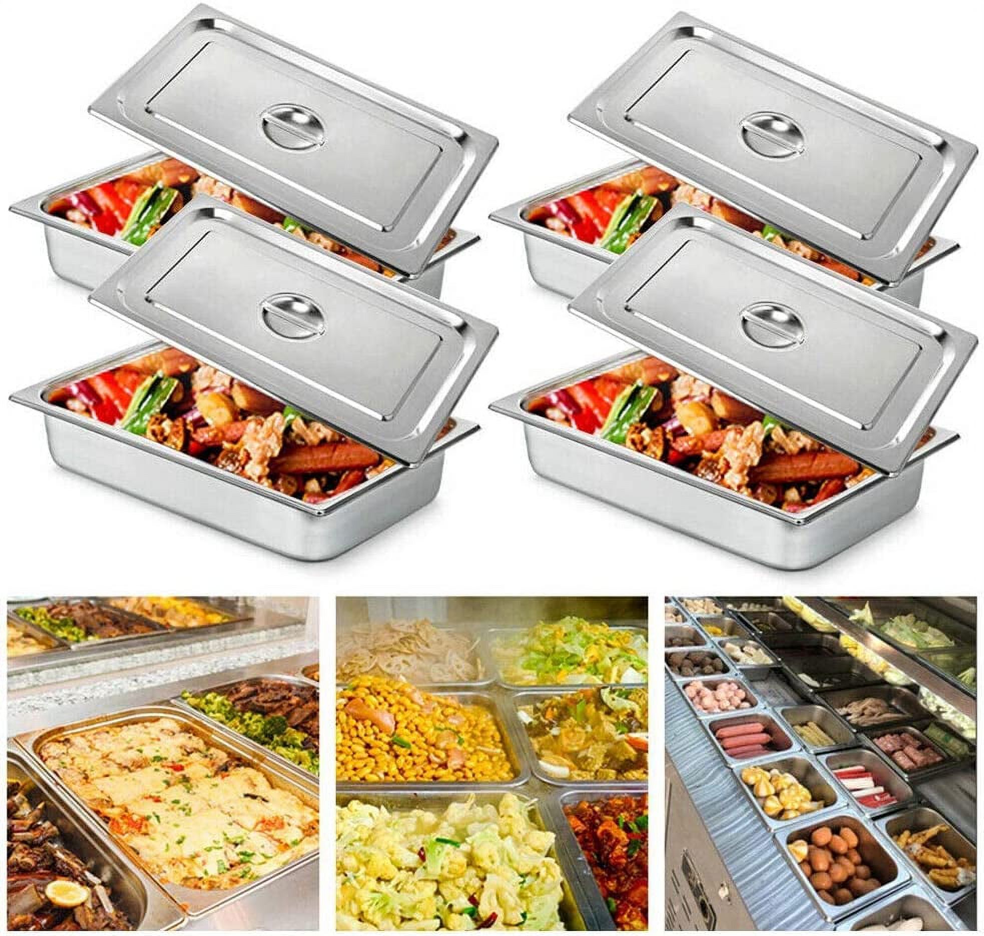 VEVORbrand 6 Pack Hotel Pans 4 inch Deep Steam Table Pan 22 Gauge ...