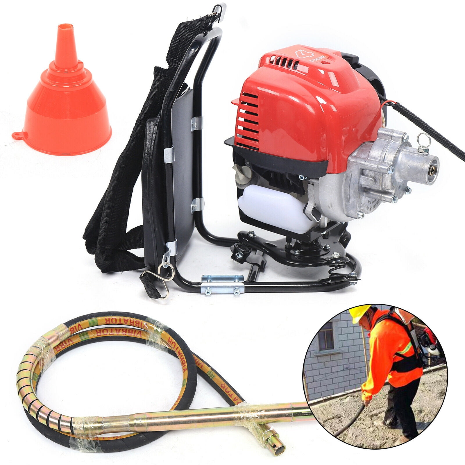 Miumaeov 4 Stroke 1.4 HP Cordless Concrete Vibrator Gas Power Backpack ...