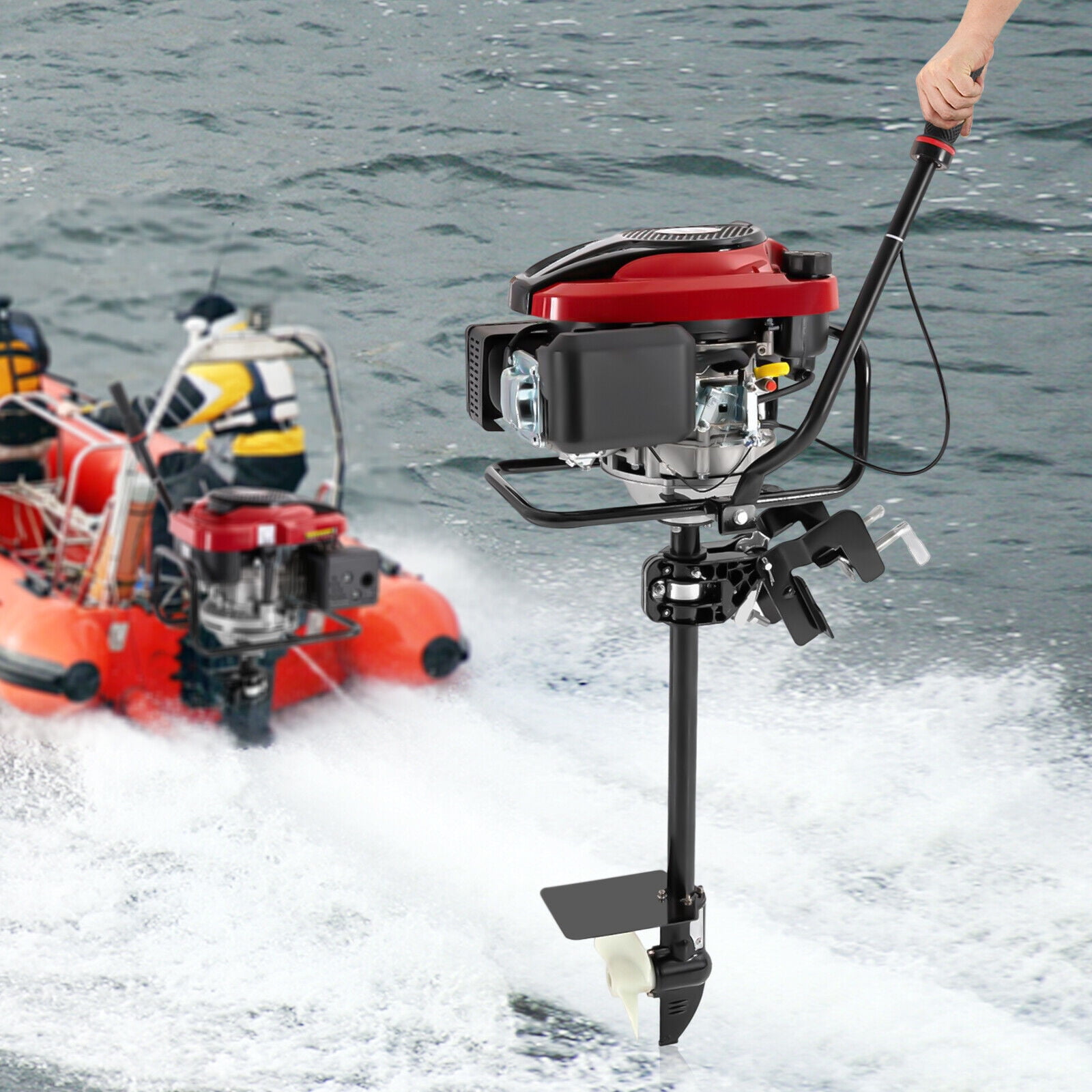 Miumaeov 4 Stroke Boat Engine 8.0 Black Air Cooling System Aluminium ...