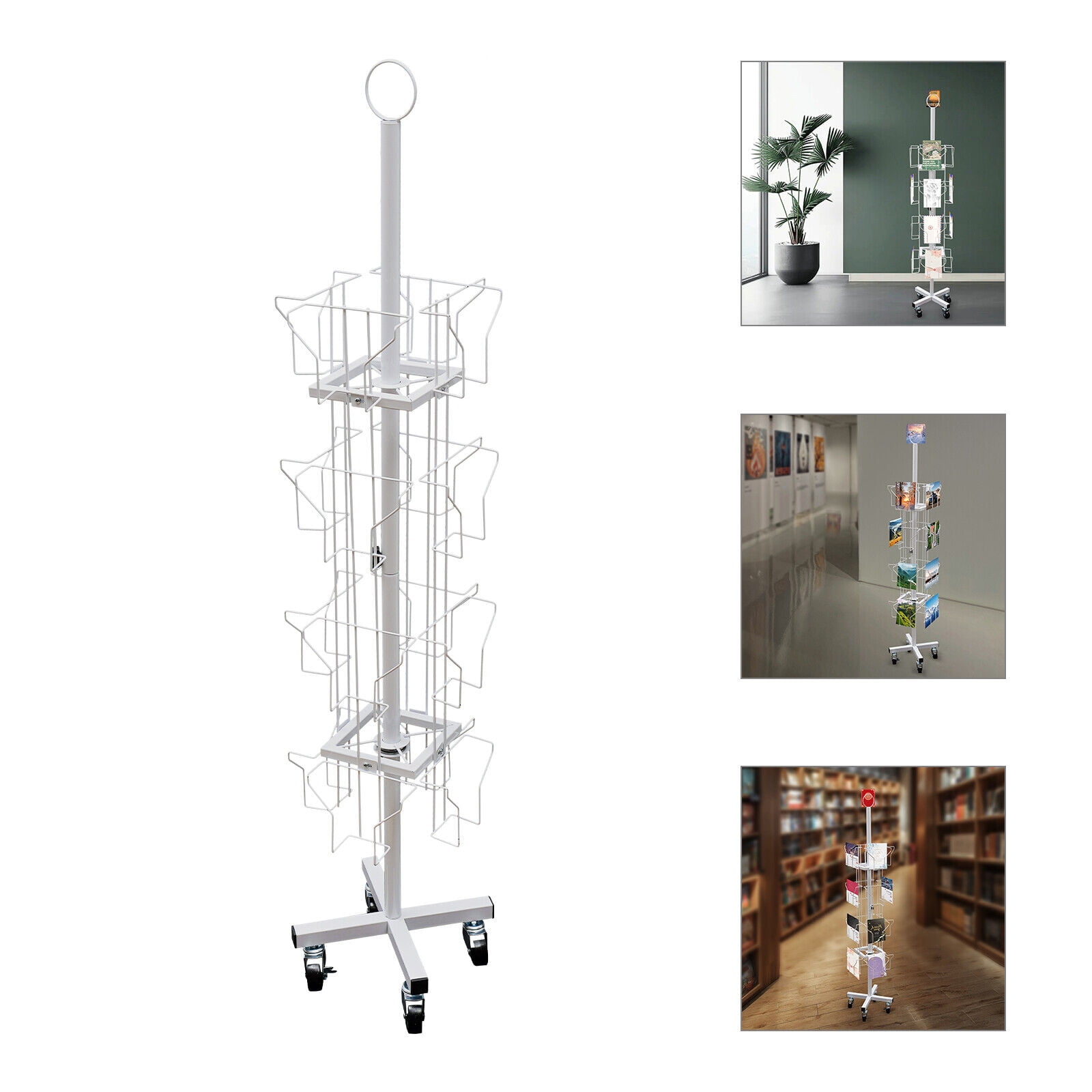 Miumaeov 4 Tier 16 Pocket 360° Rotating Greeting Card Rack Post Card ...