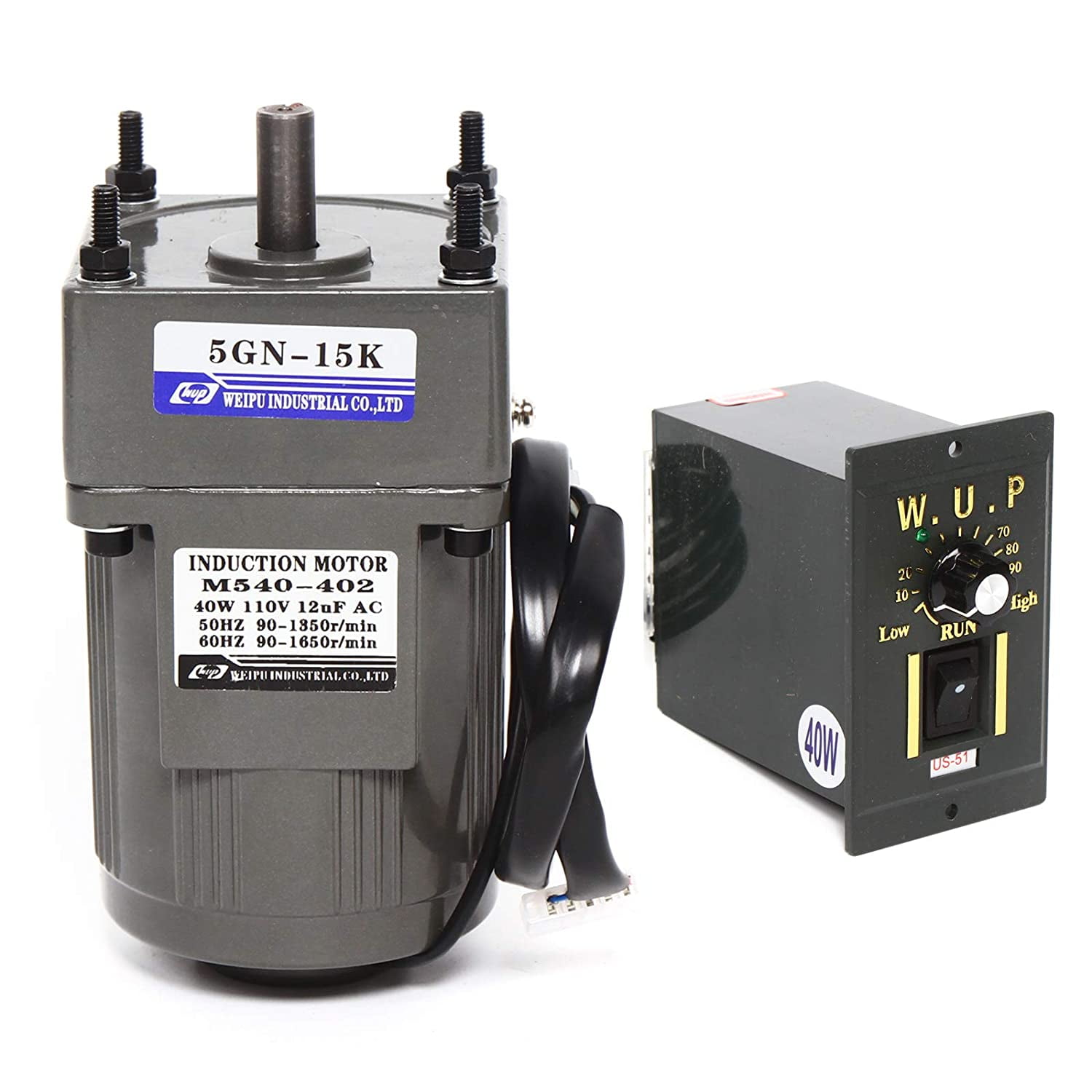 Miumaeov 40W 15K AC110V 90RPM Adjustable Variable Gear Reducer Motor ...