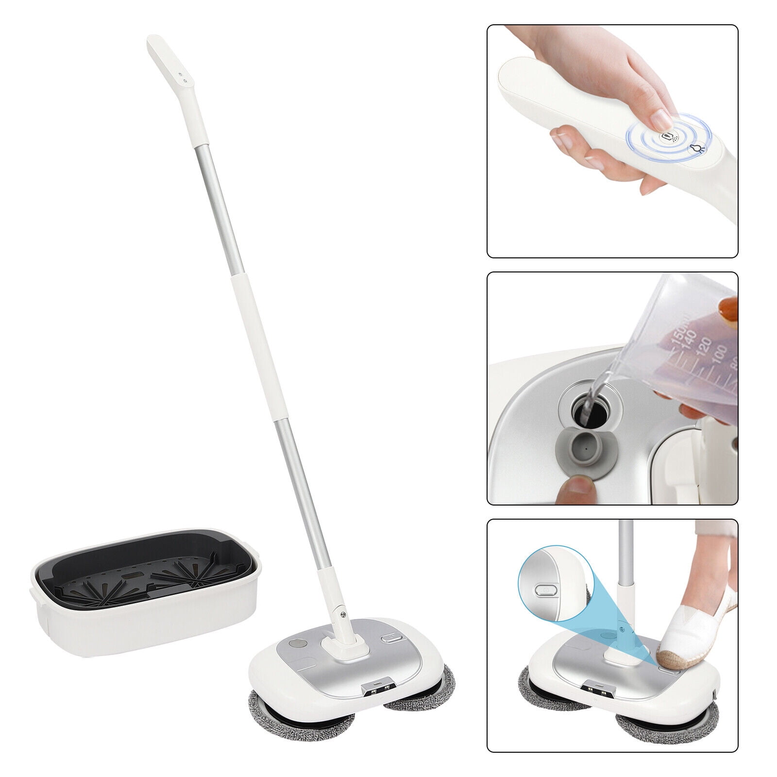 Miumaeov 40W Cordless Electric Mop Handheld Spin Mops for Floor ...