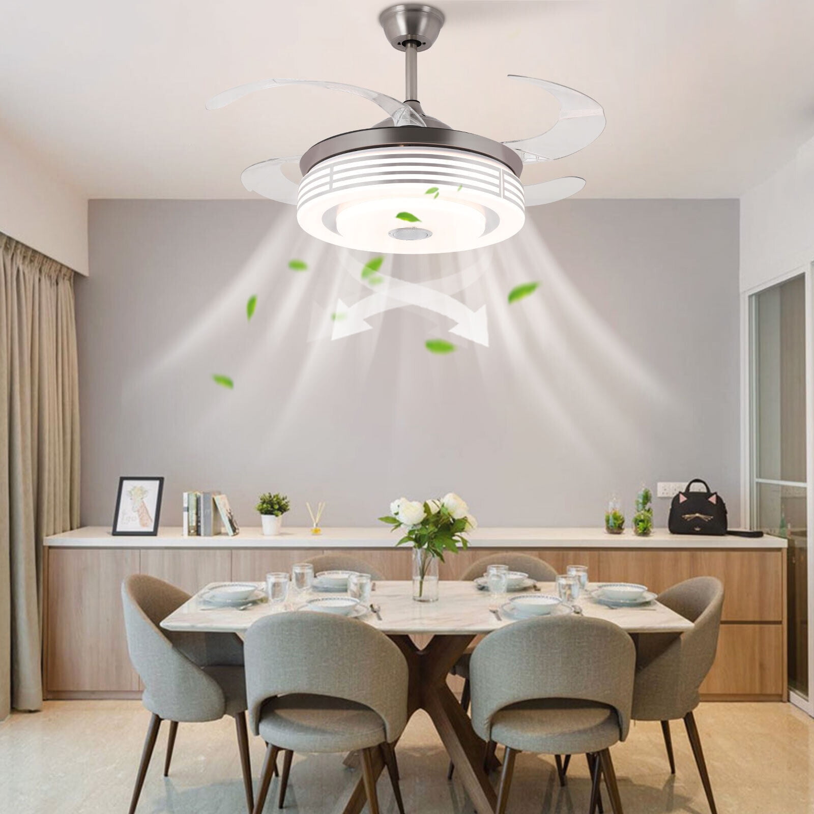 Miumaeov 42" Ceiling Fans with LED Lights and Remote Control Round ...