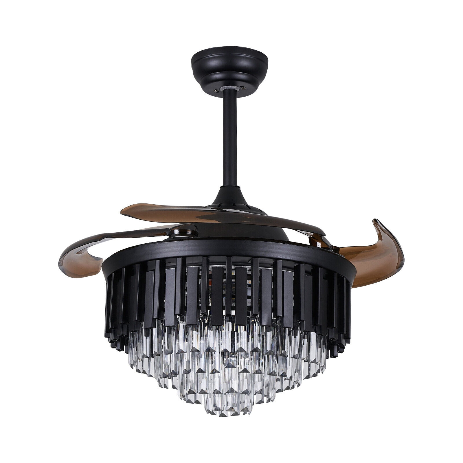 Miumaeov 42'' Crystal Chandelier LED Ceiling Fan Light w/Remote and ...
