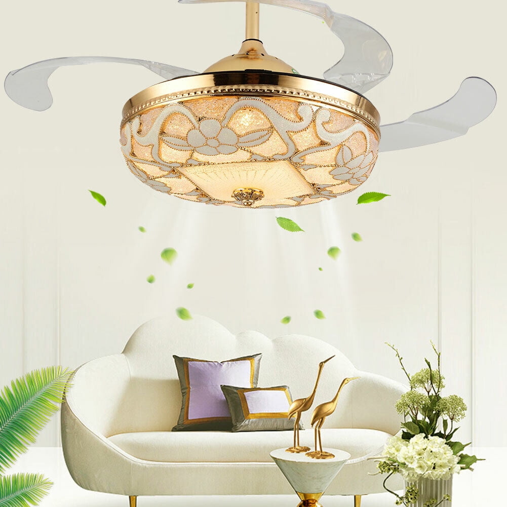Miumaeov 42" Invisible LED Lamp Crystal Fan Ceiling Light w/ Remote ...