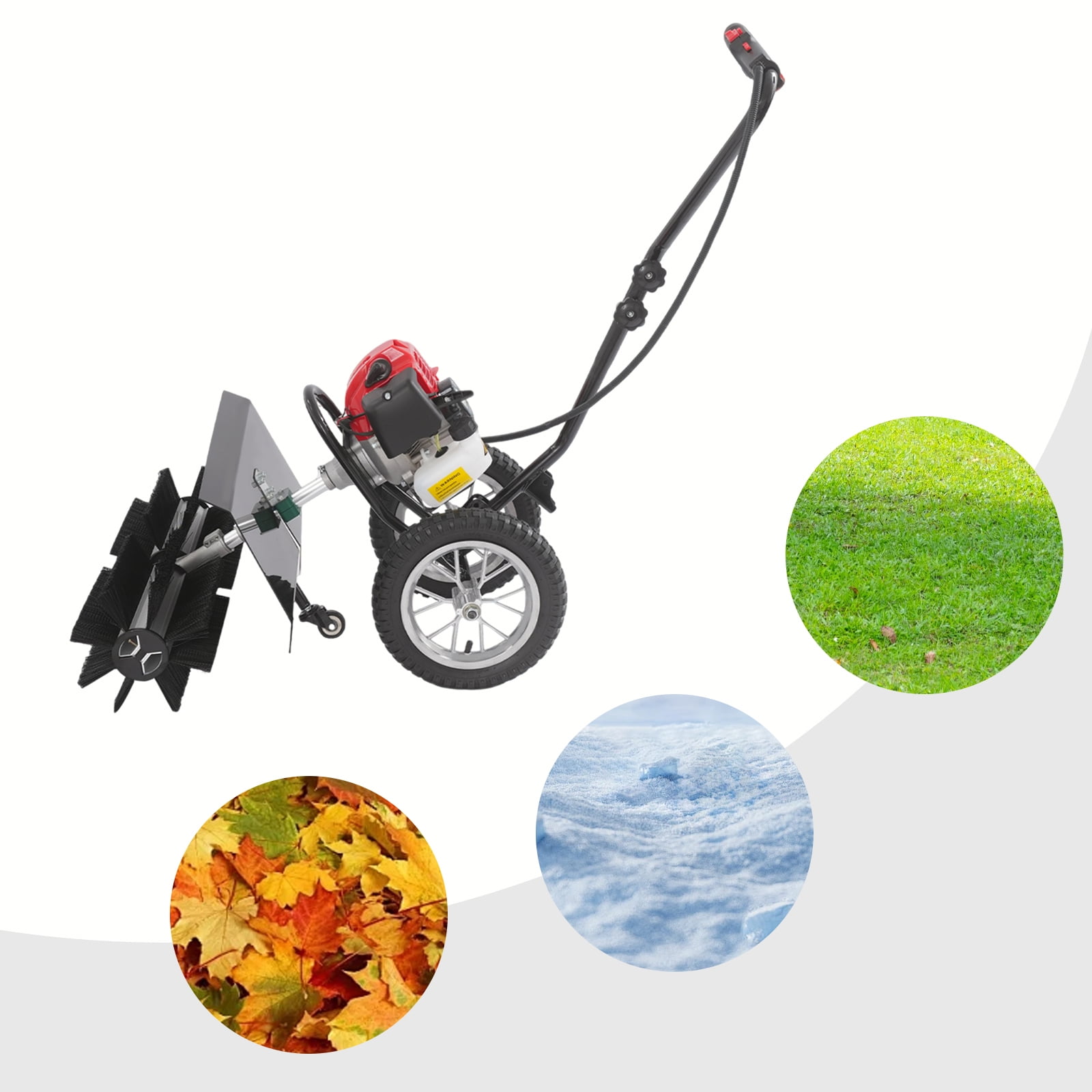 Miumaeov 43CC 1.7HP 2 Stroke Gas Powered Sweeper Broom Lawn Driveway ...