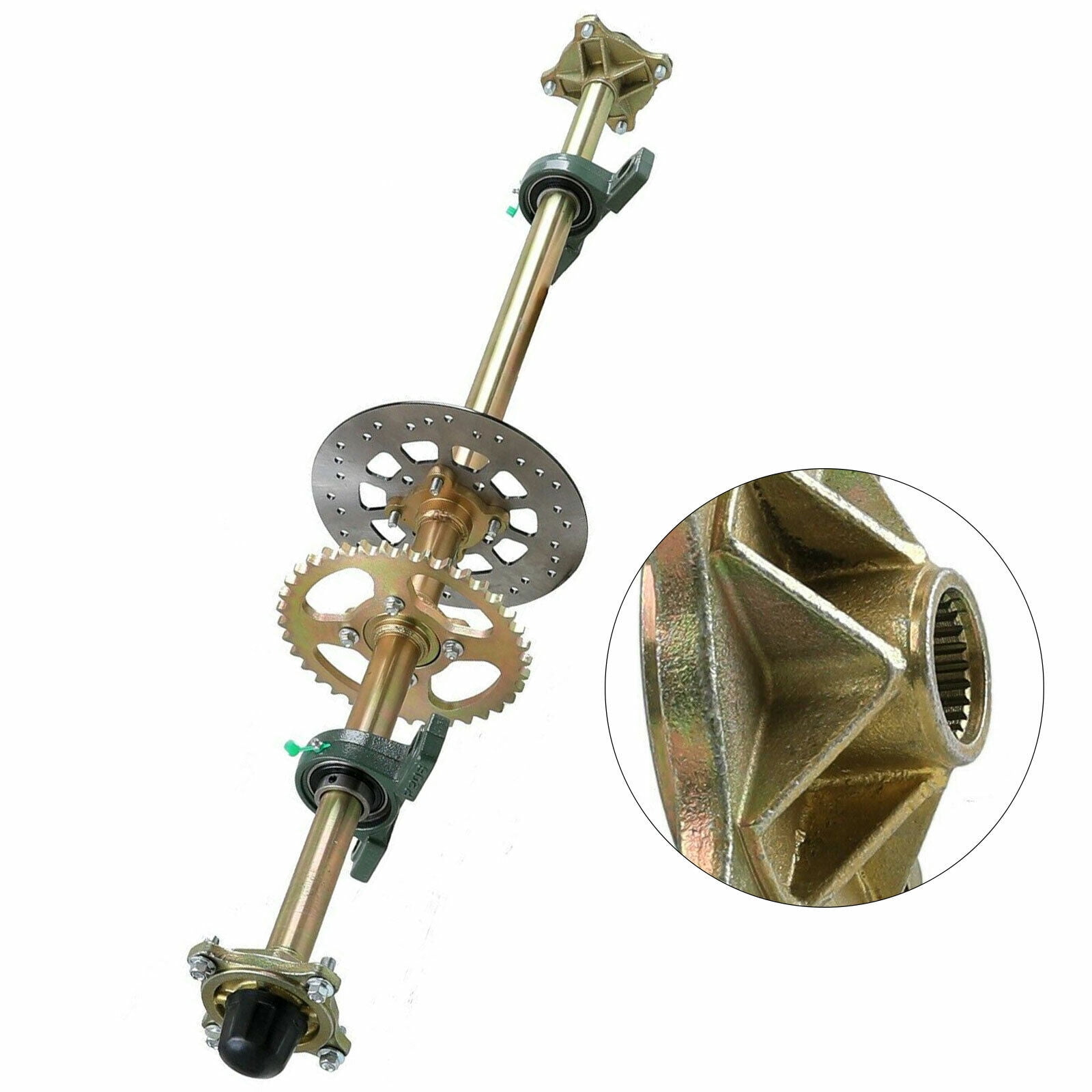 Miumaeov 44" Rear Live Axle Kit with Pillow Block+Sprocket+Brake Disc+4 ...