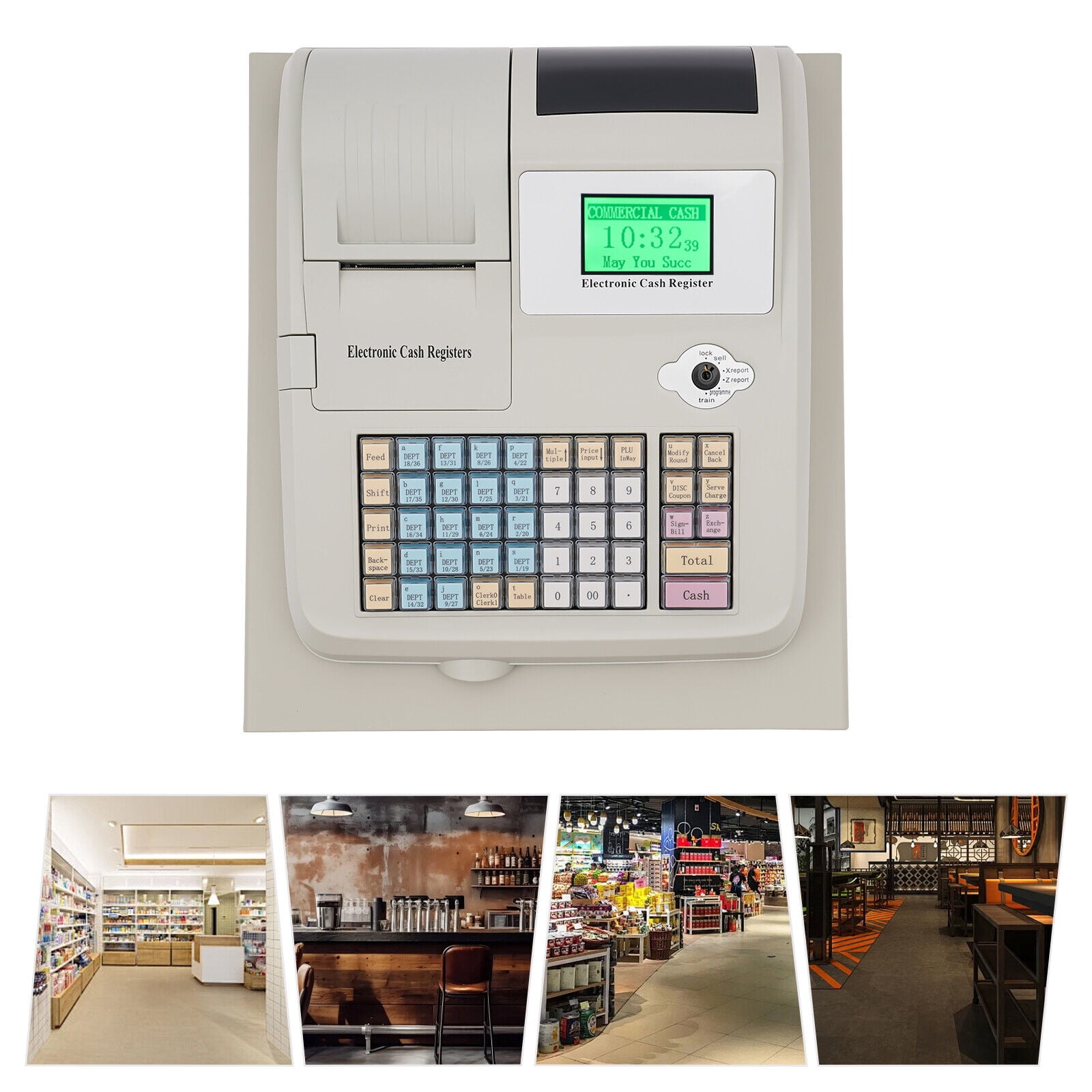 Miumaeov 48 Keys Commercial Electronic Cash Register with Flat Keyboard ...