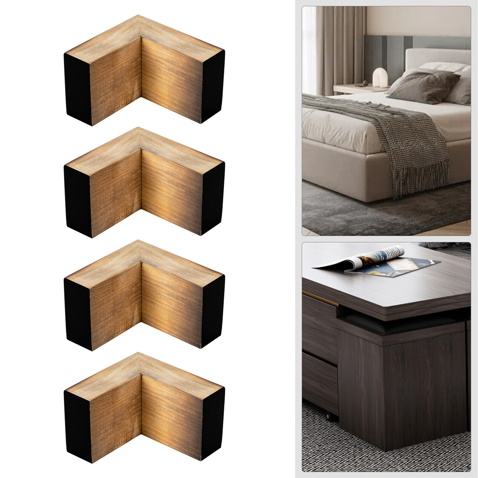 Miumaeov 4PC 2" 4" Wood Furniture Legs, Wooden L shape For Furniture ...