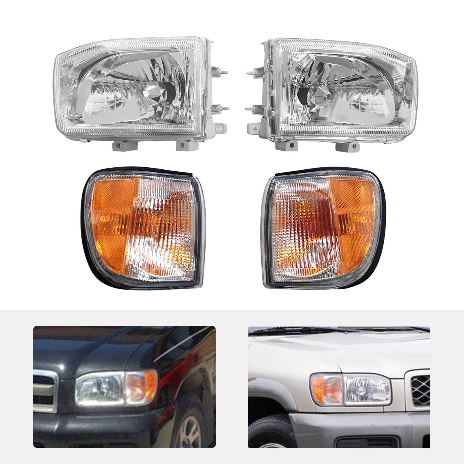 Miumaeov 4pc Halogen Headlights+Corner Lights Left and Right Side For ...