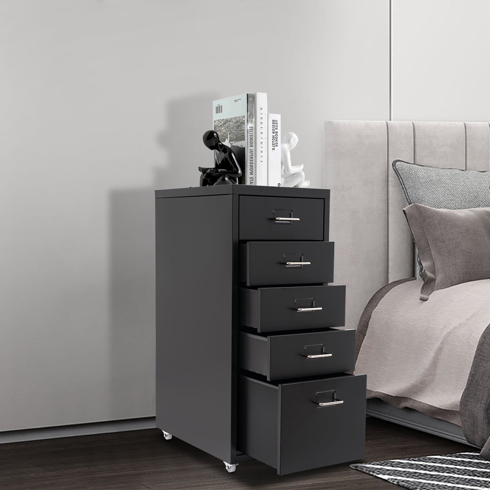 Miumaeov 5-Drawer Metal Storage Cabinet Movable File Cabinet with ...