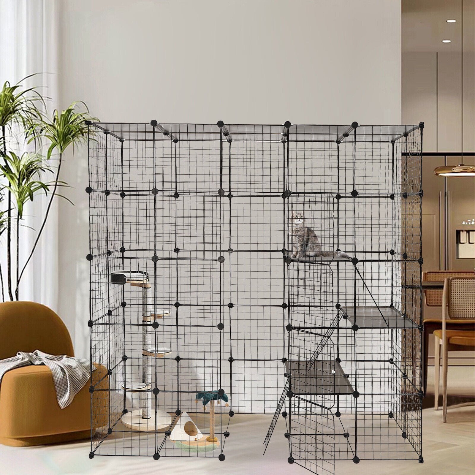 Miumaeov 5-Tier Large Cat Cage Enclosures Indoor Floor Mount DIY Pet ...