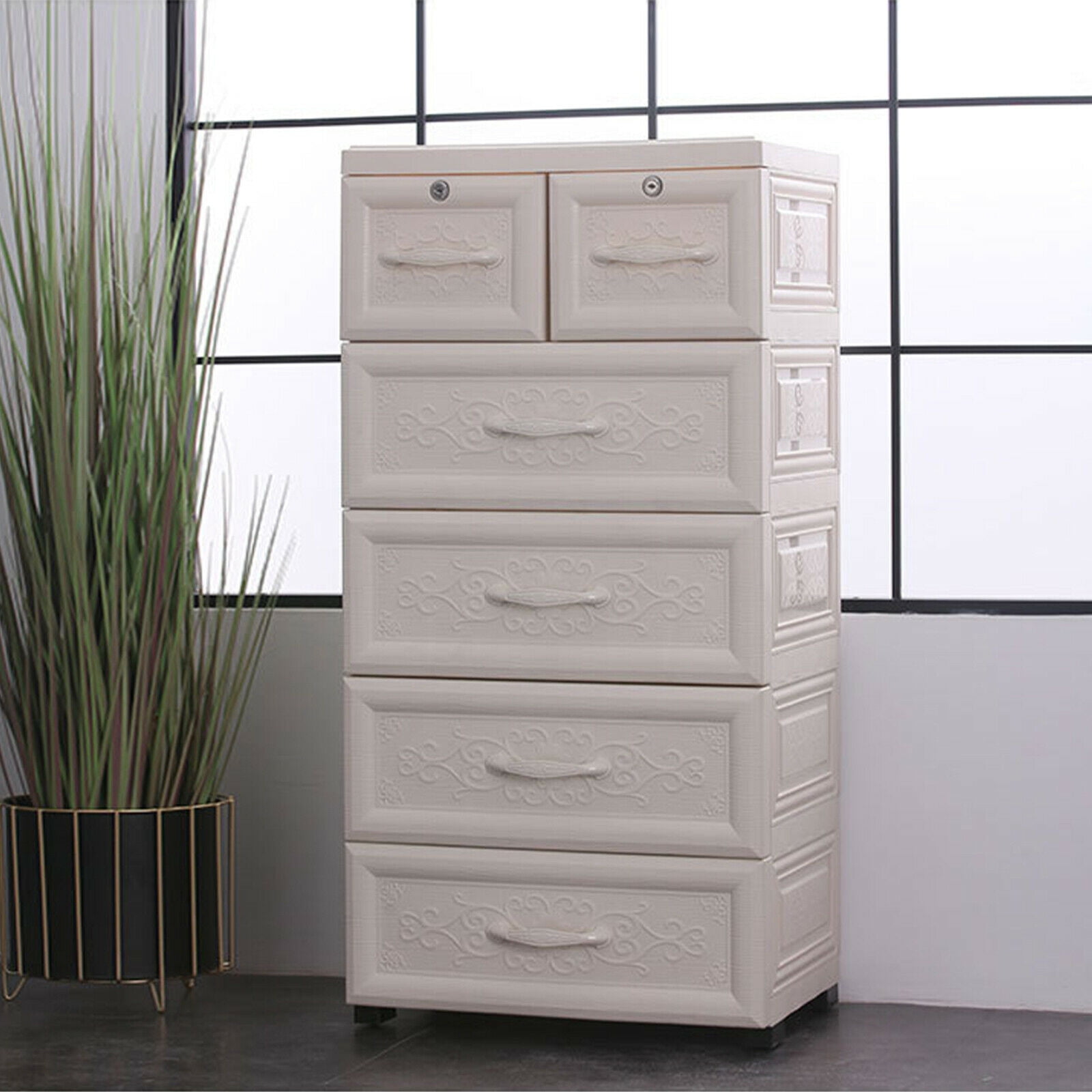 Miumaeov 5 Tier Plastic Dresser, 6-Drawer Storage Cabinet, Sturdy ...
