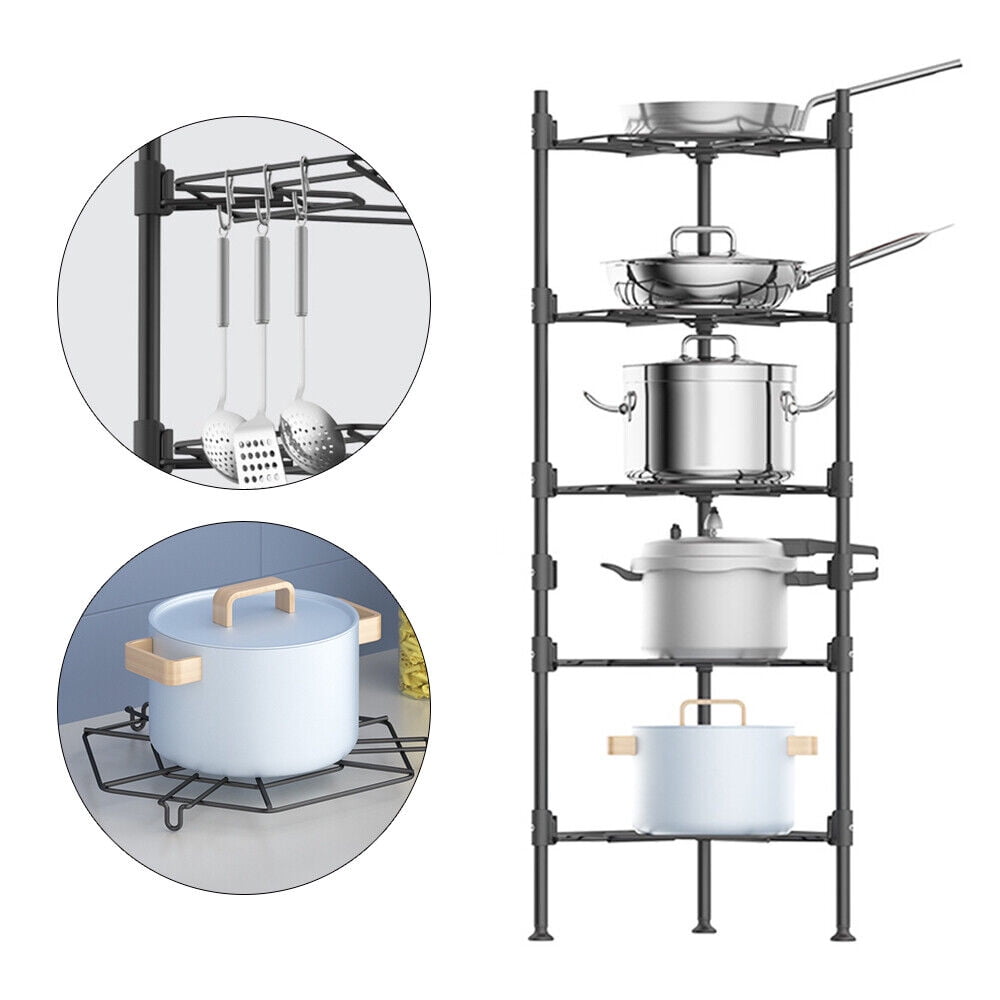 Miumaeov 5 Tier Stainless Steel Kitchen Storage Rack, Adjustable ...