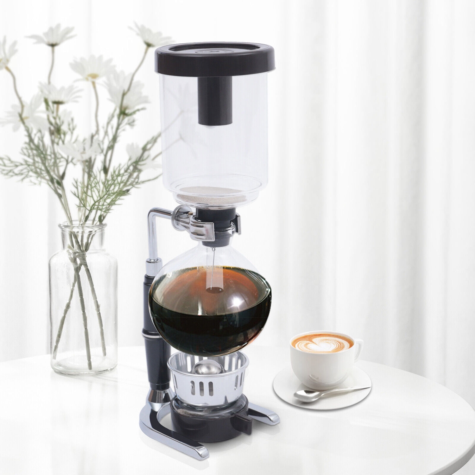 Miumaeov 500ML Syphon Coffee Maker 5-Cup Unique Tabletop Glass Vacuum ...