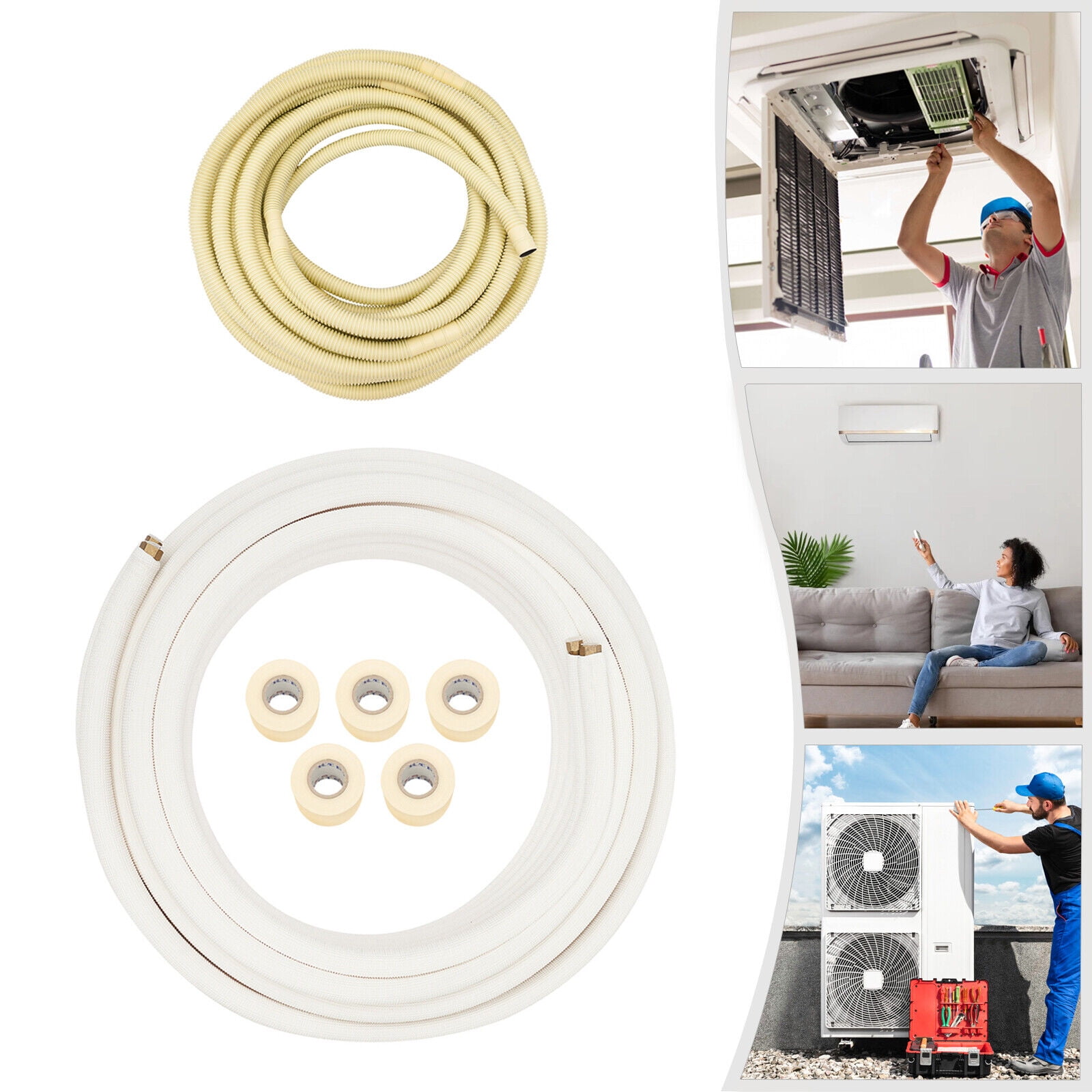 Miumaeov 50ft Air Conditioning Copper Tubing Pipe Extension 1/4'' & 3/8 ...