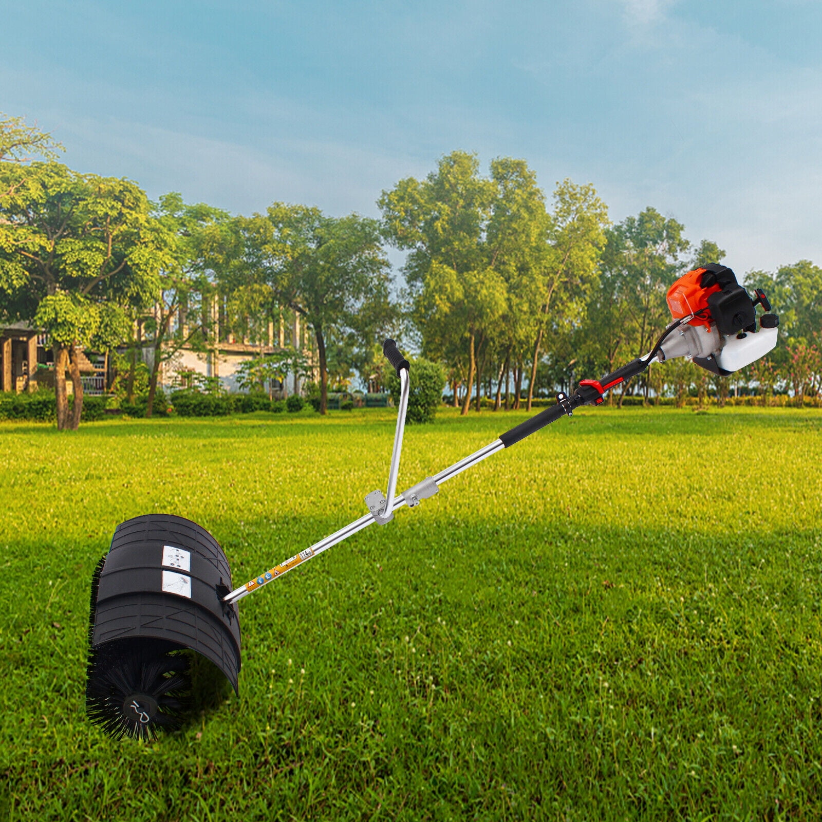 Miumaeov 52cc 2.5HP Gas Power Handheld Sweeper Broom Driveway Turf ...