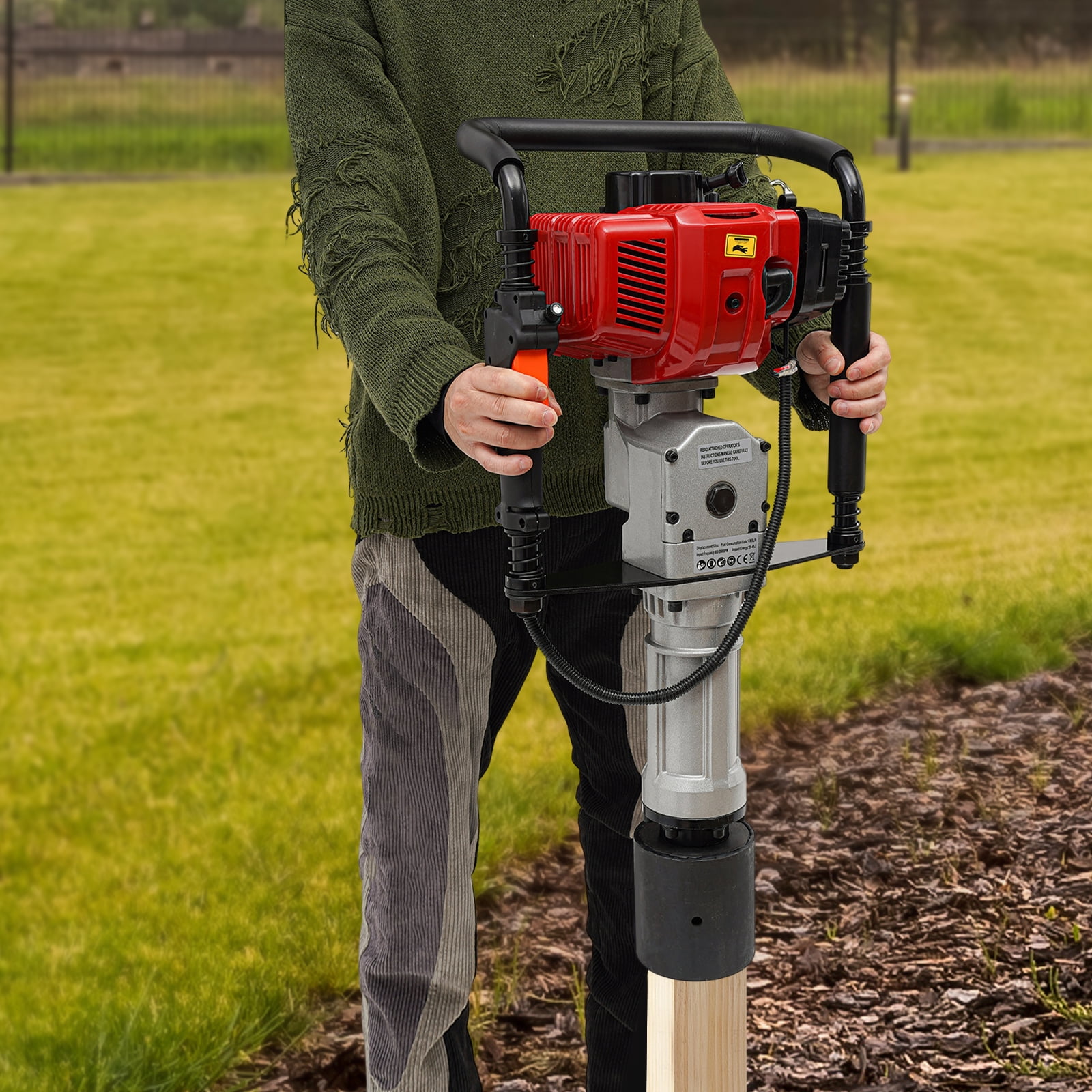 Miumaeov 52cc Gas-Powered T Post Driver 2-Stroke Single Cylinder Air Cooling Gasoline Piling ...