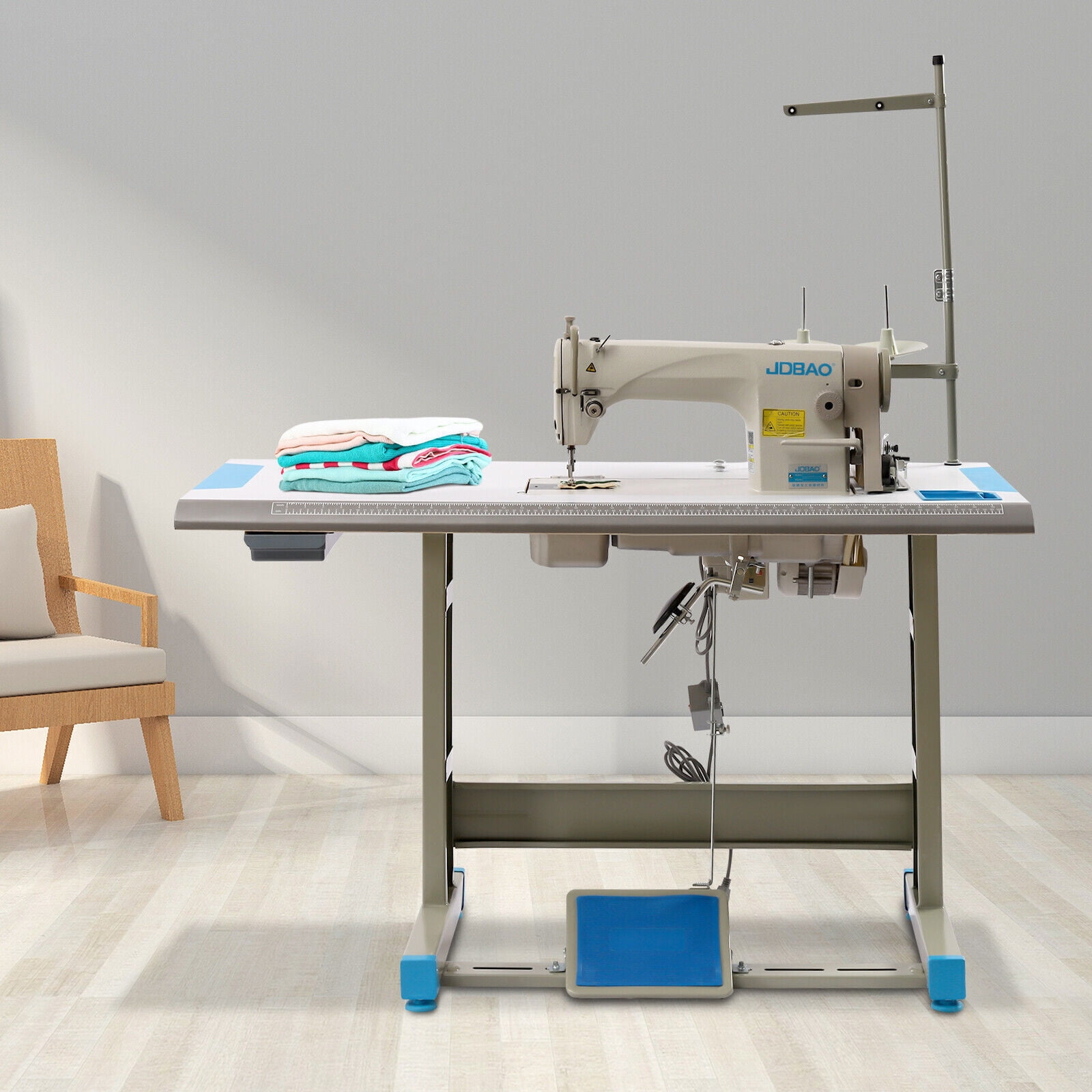 Miumaeov 550W Commercial Industrial Sewing Machine Stitch Length 0-0.2in Heavy Duty Upholstery ...