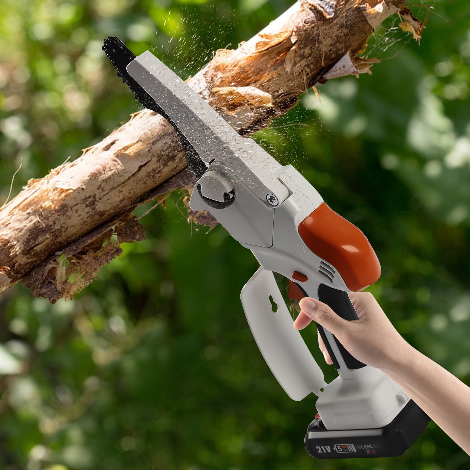 Miumaeov 550W Mini ChainSaw Cordless with 2 Batteries 6000rpm Handheld ...