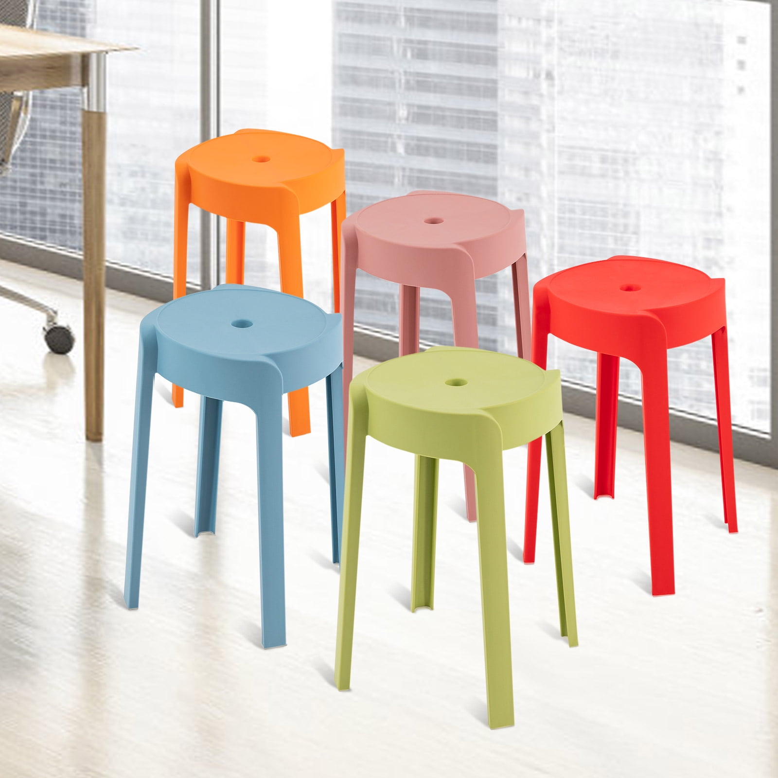 Miumaeov 5pcs 18" Plastic Stack Nesting Stools Portable Stackable ...