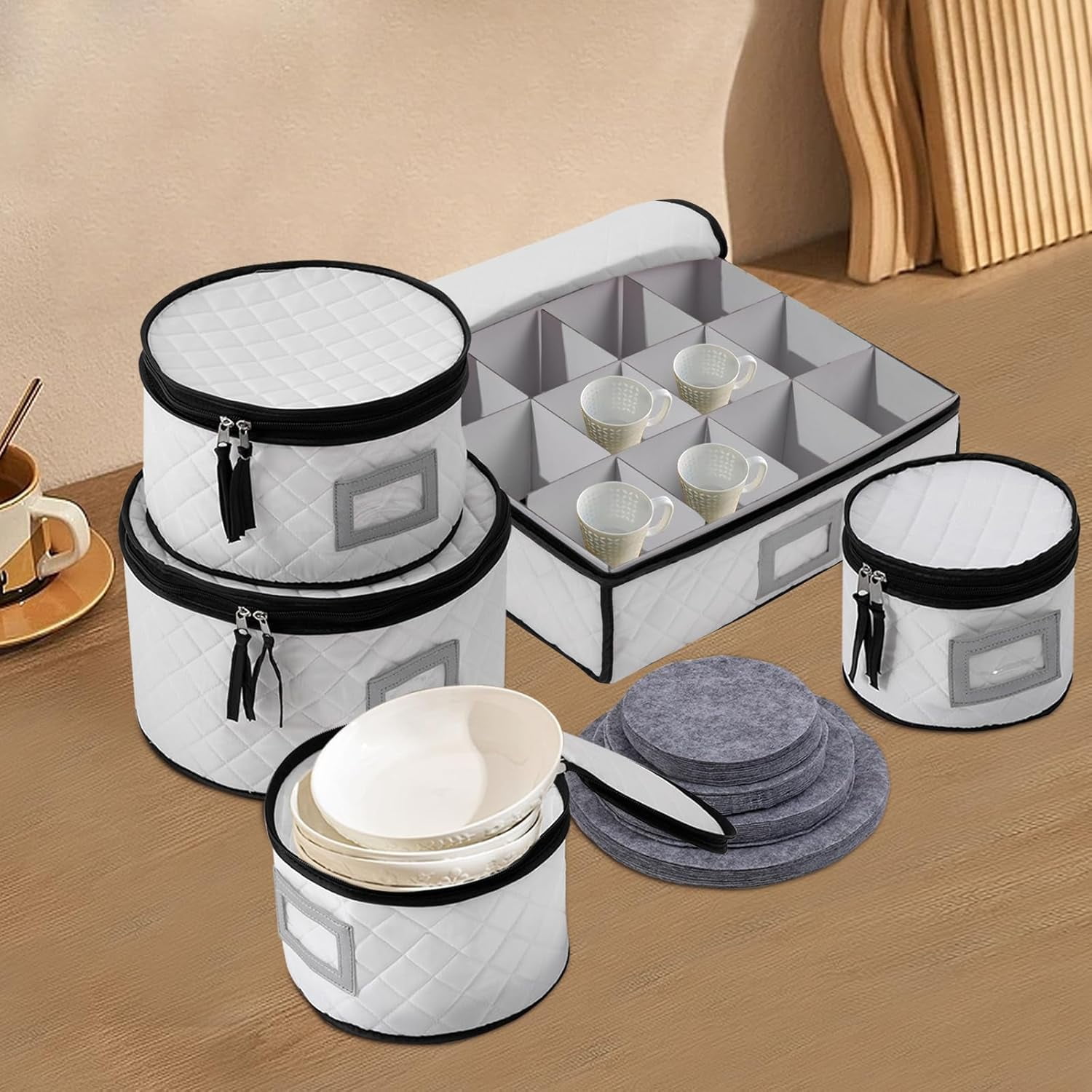Miumaeov 5pcs China Storage Containers, Hard Shell Box with Lid, Mug ...