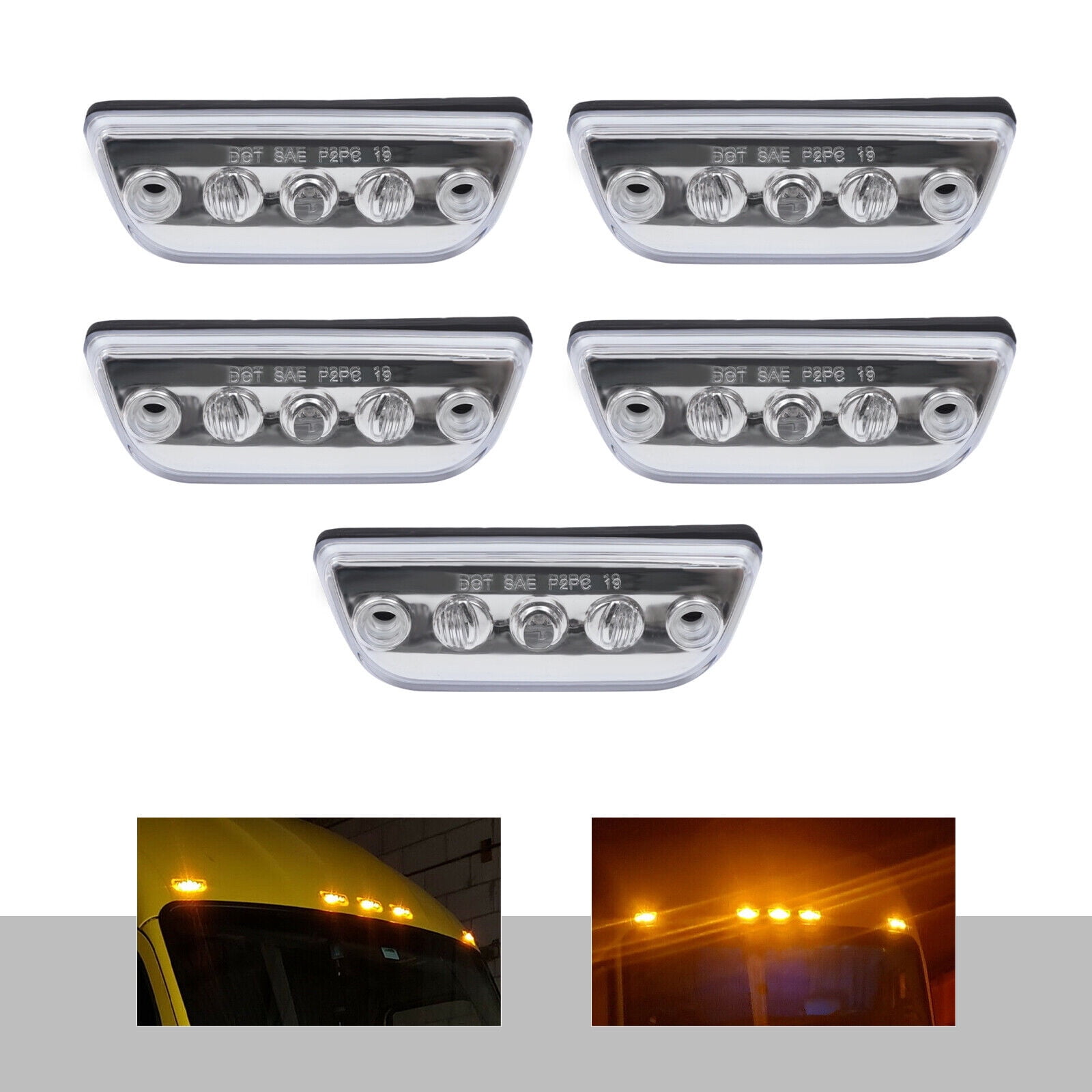 Miumaeov 5x Roof Clearance Marker Lights LED Amber For Kenworth T680 ...